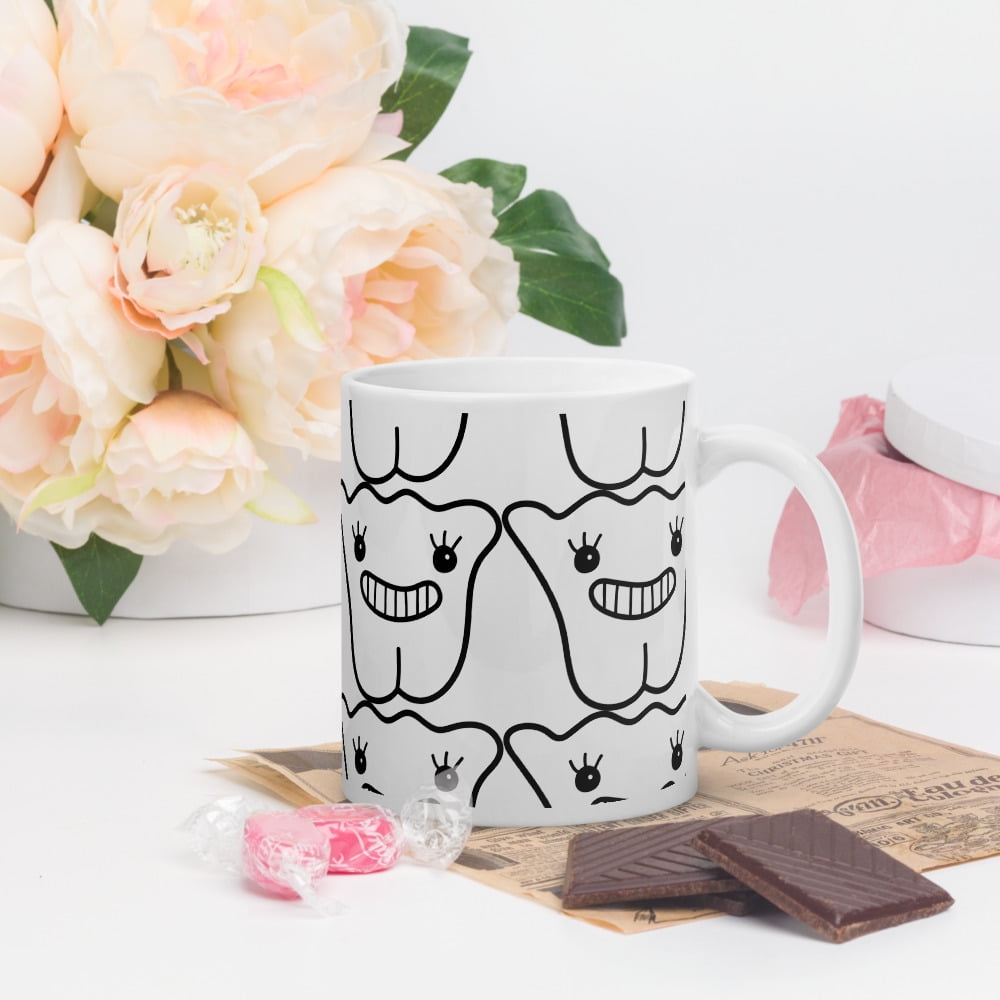 Toothache vibes" coffee cup, Dental health awareness mug, Tooth fairy ...