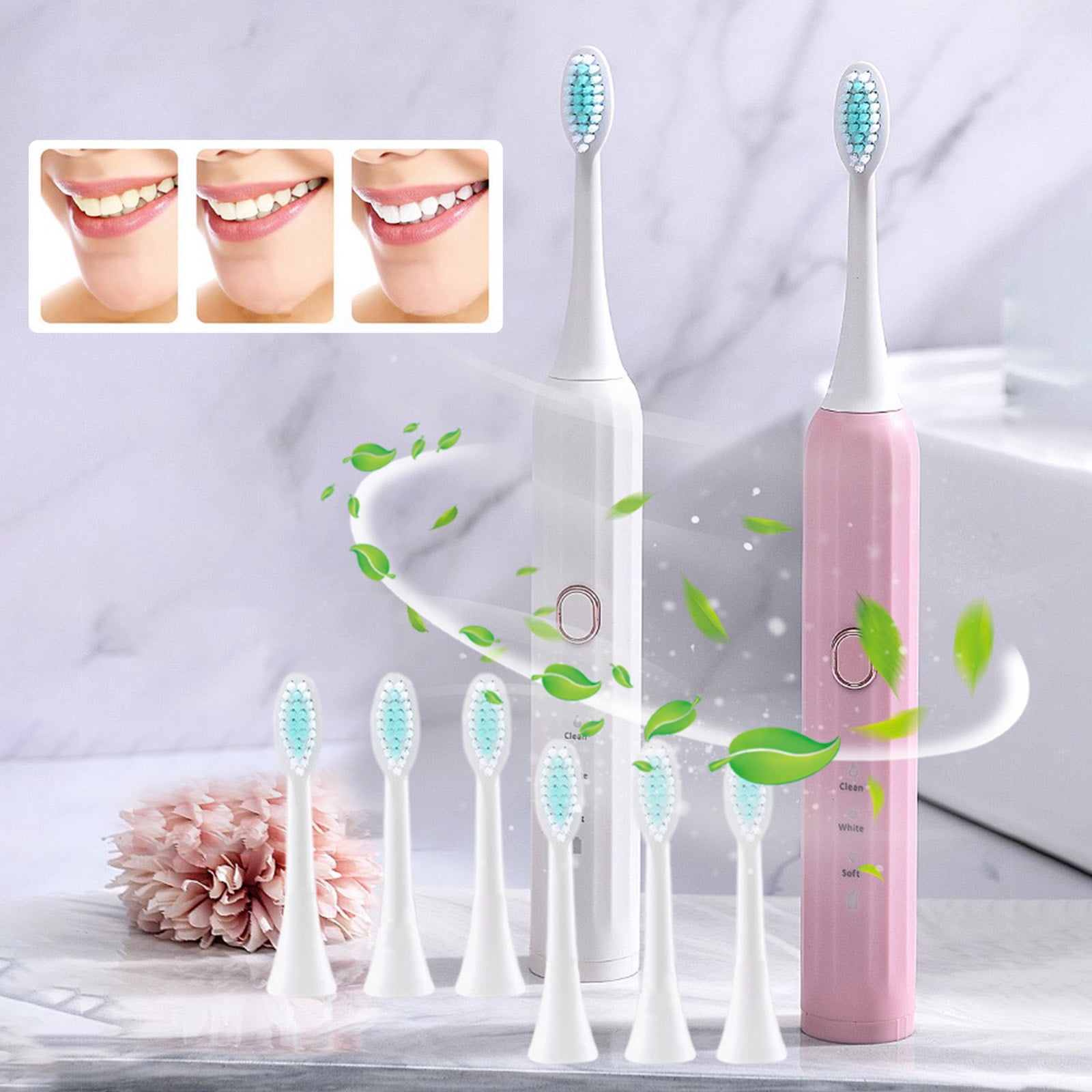 Toothbrush 3 Heads 3 Modes Ipx7 Water Resistant Upgraded Long Life Fast ...