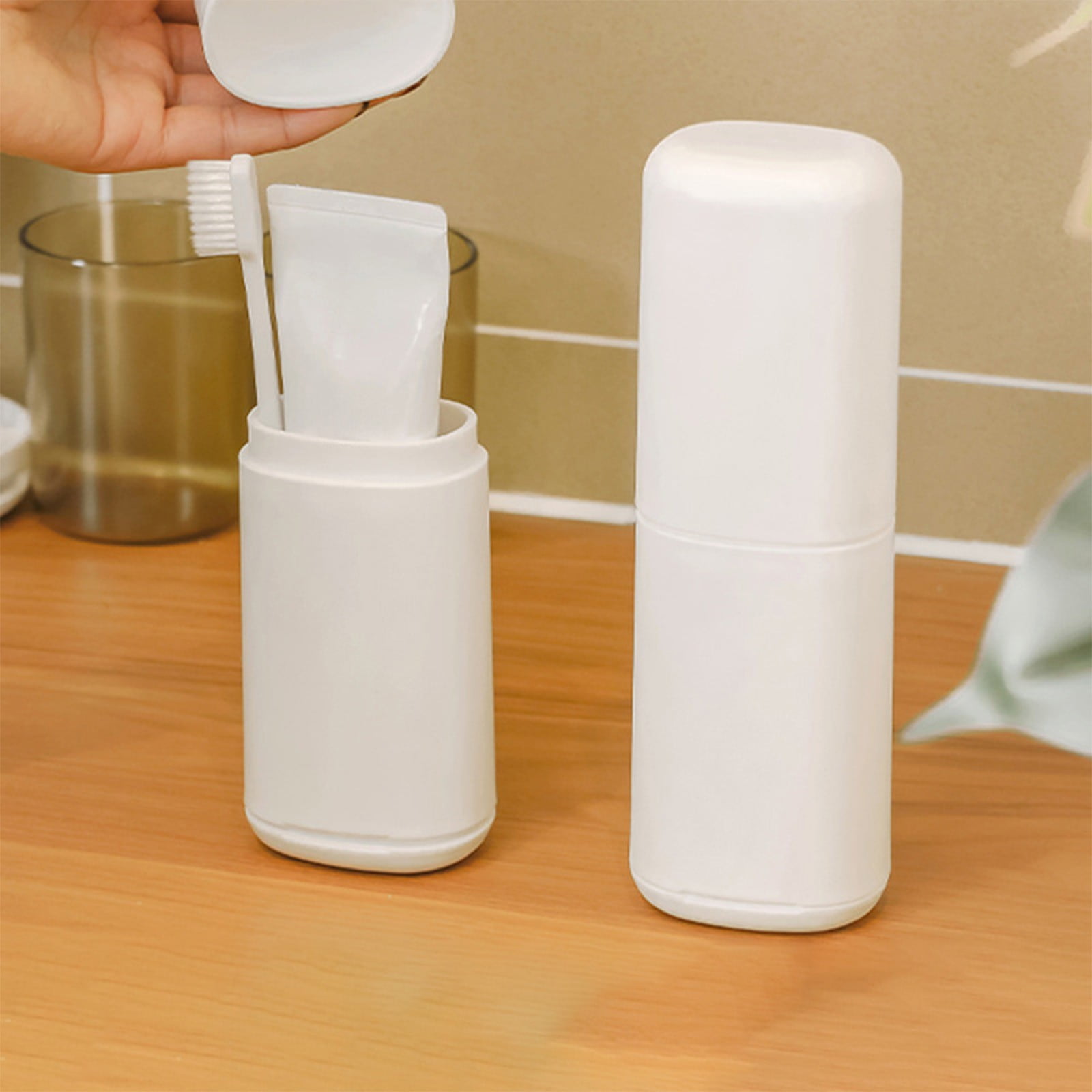 Toothbrush Case Travel Container Cups, Toothbrush Holder Kit with Cover ...