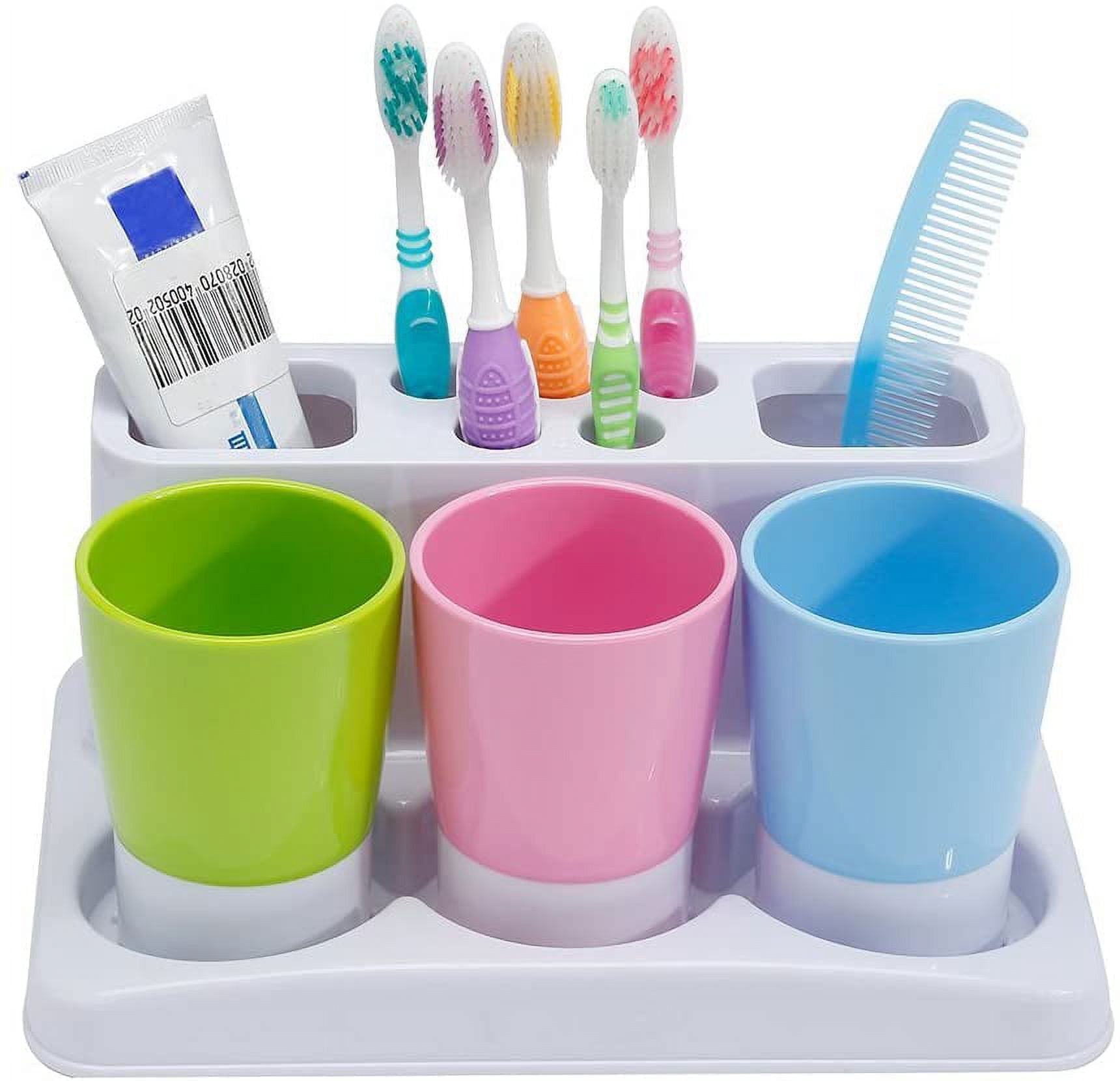 Jxcoch, Toothbrush Holder, 5 Hole Toothpaste Stand, Bathroom Organizer ...