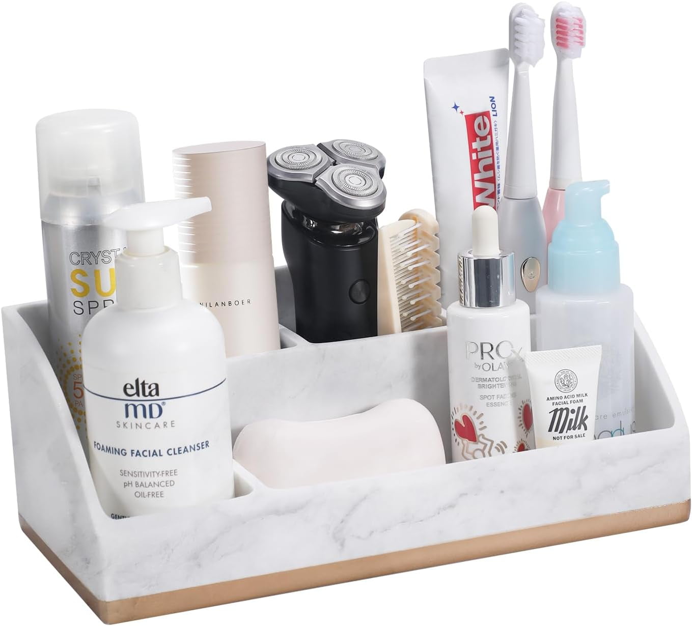 Toothbrush Holder, Bathroom Organizer Countertop with 6 Compartment ...