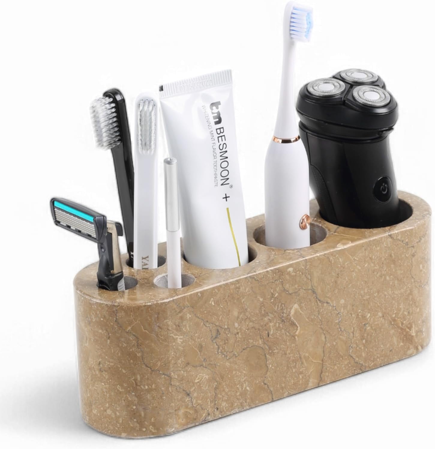Toothbrush Holder for Bathrooms, 6 Slots Marble Toothbrush and ...