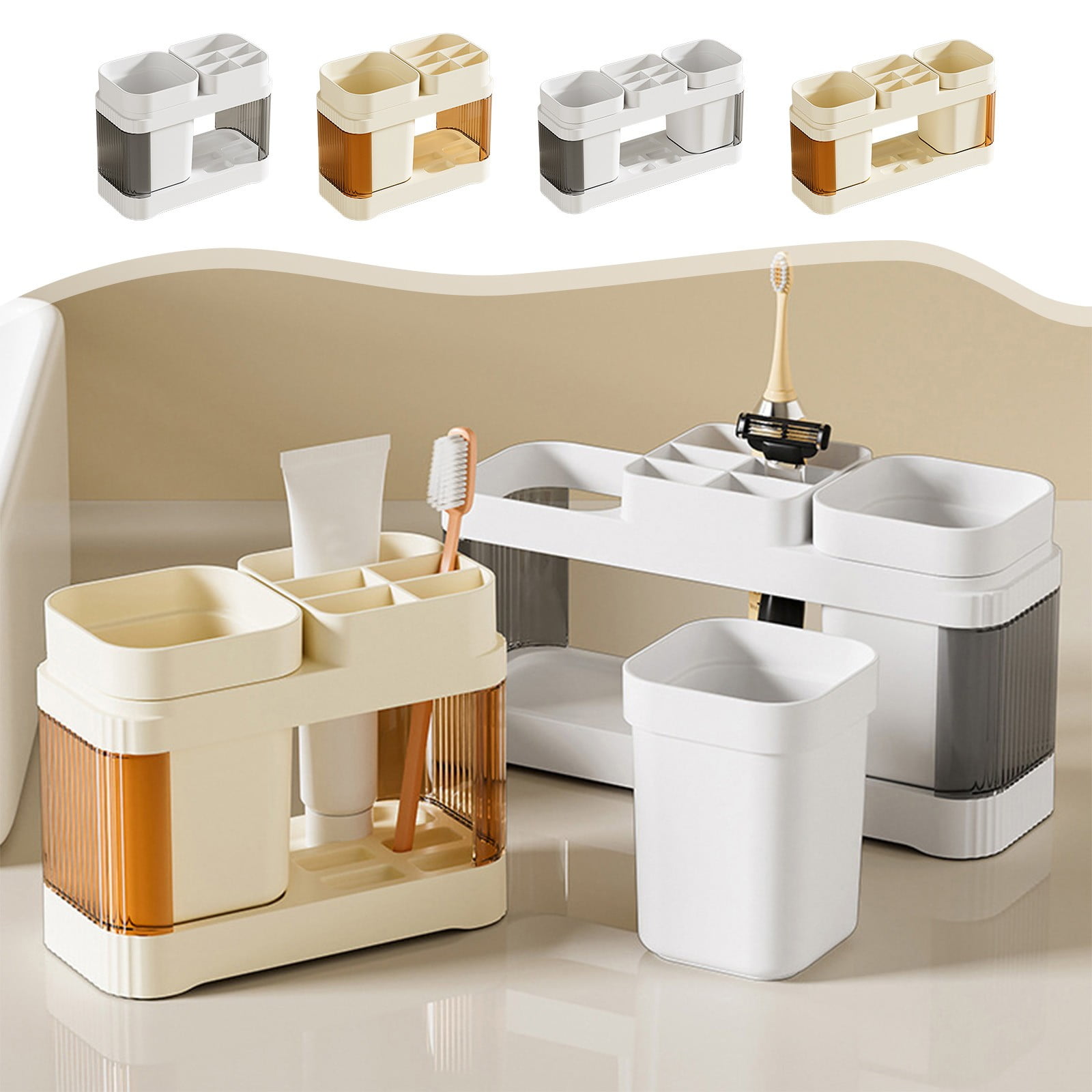 Toothbrush Holder Organizer Plastic Bathroom Storage Rack | Tooth Cup ...