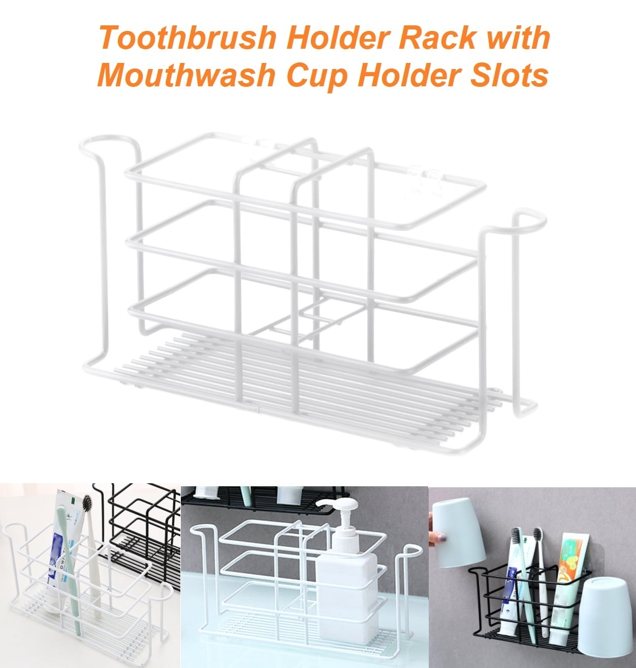 HHENGYISOUL Toothbrush Holder Rack, Wall-Mounted Adhesive Storage ...