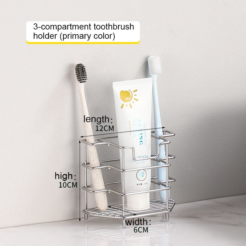 Toothbrush Holder Stainless Steel Bathroom Storage Rack Stand shelf ...