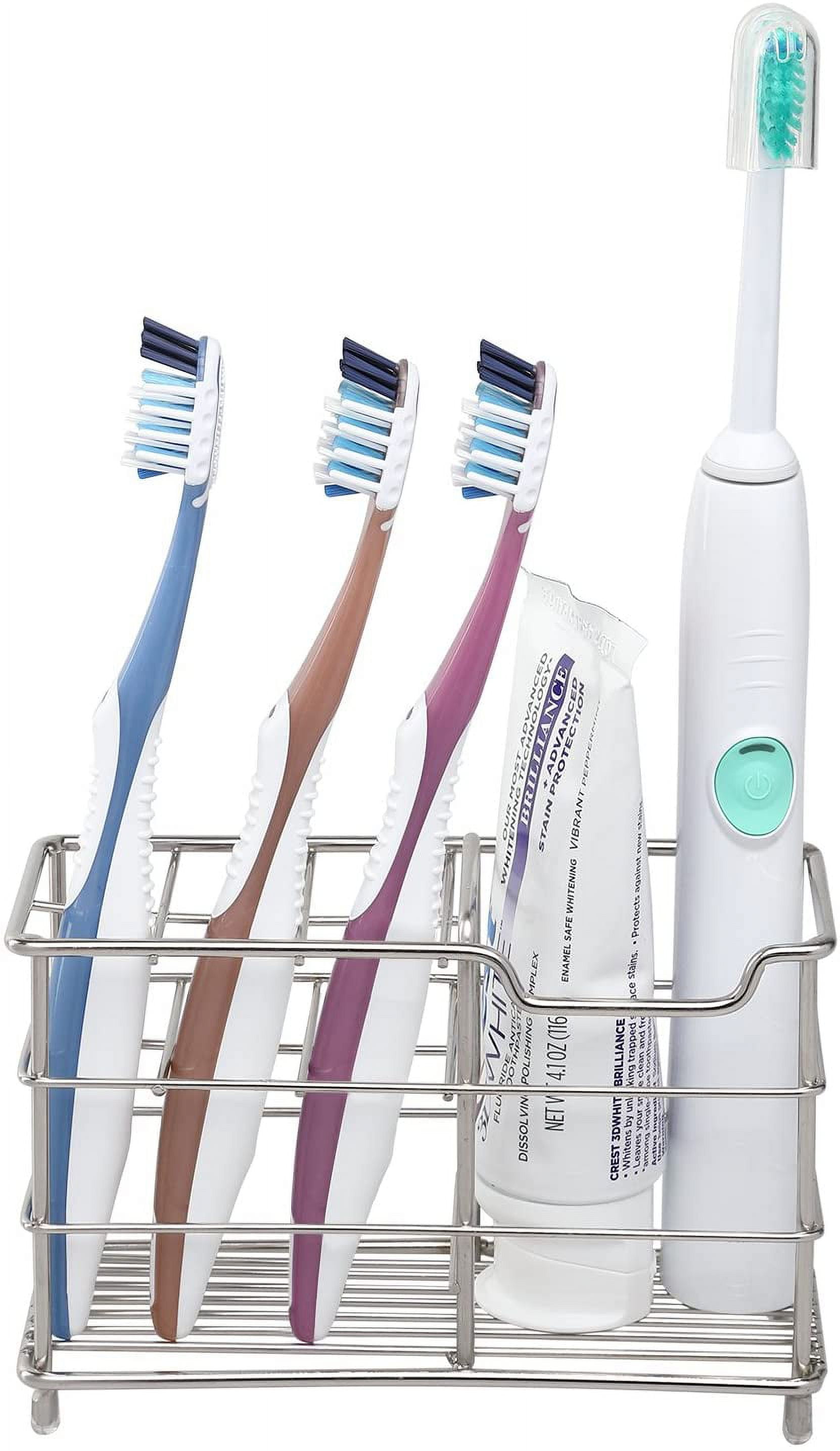 Toothbrush Holder Stainless Steel Rustproof Metal Bathroom Toothpaste ...