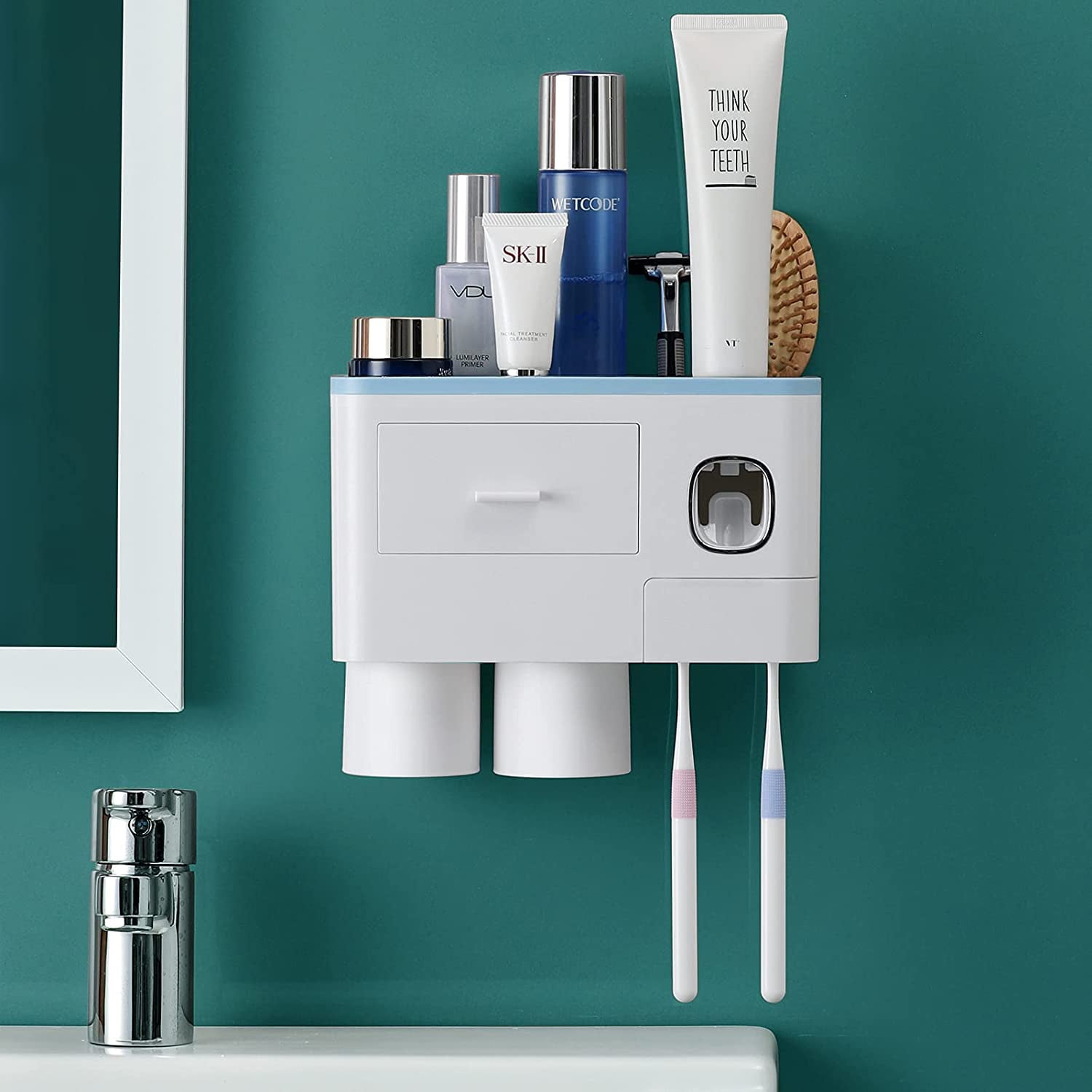 Toothbrush Holder Wall Mounted, Genwiss Automatic Toothpaste Dispenser ...