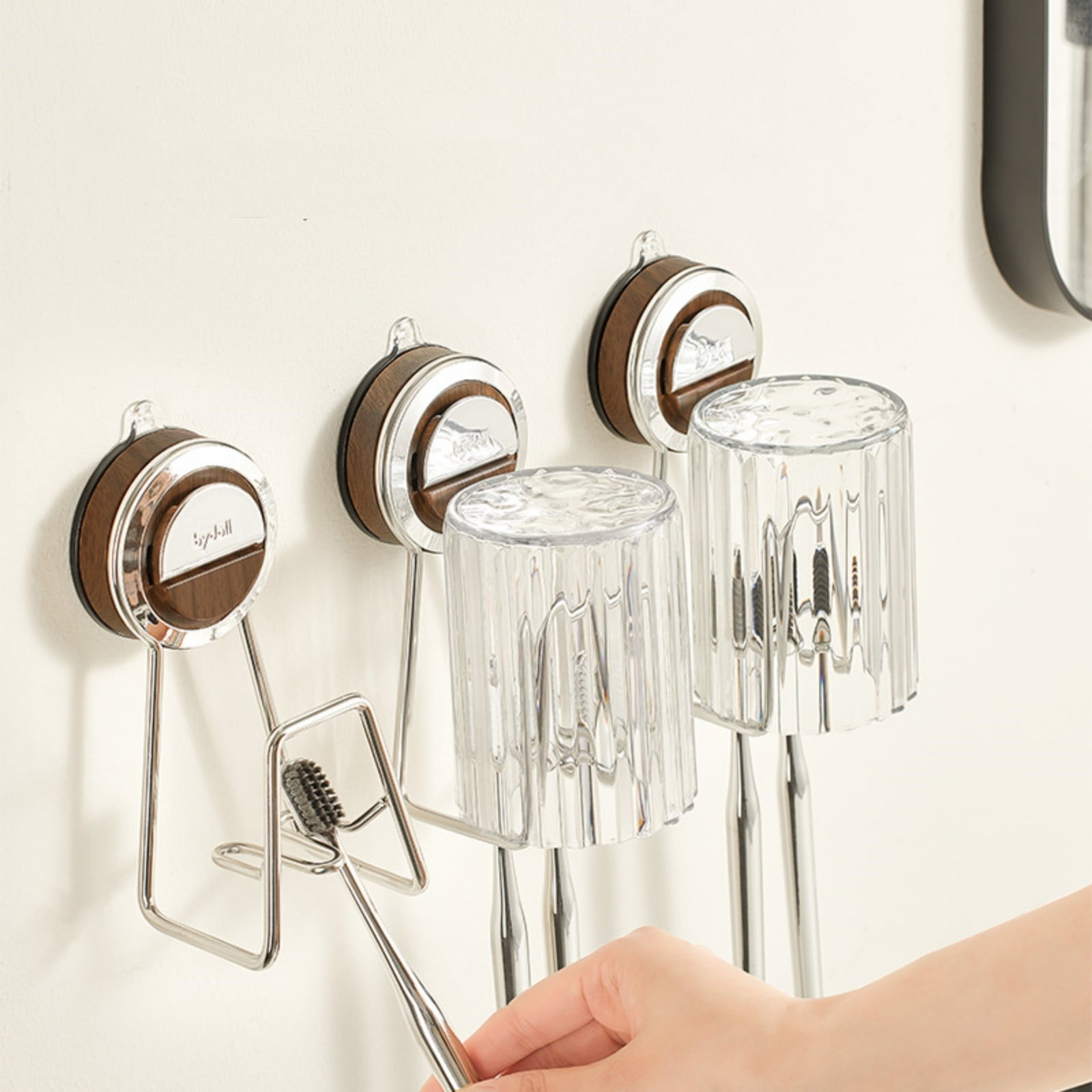 Toothbrush Holder Wall Mounted Suction Cup Organizer | Bathroom Storage ...