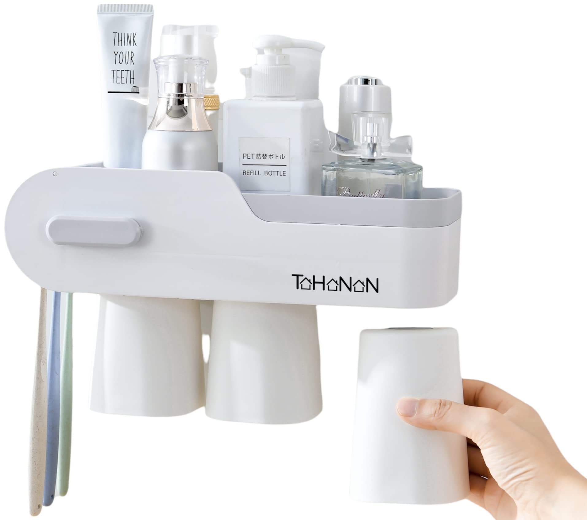 Toothbrush Holder Wall Mounted for Bathroom, Easy Install, Large ...