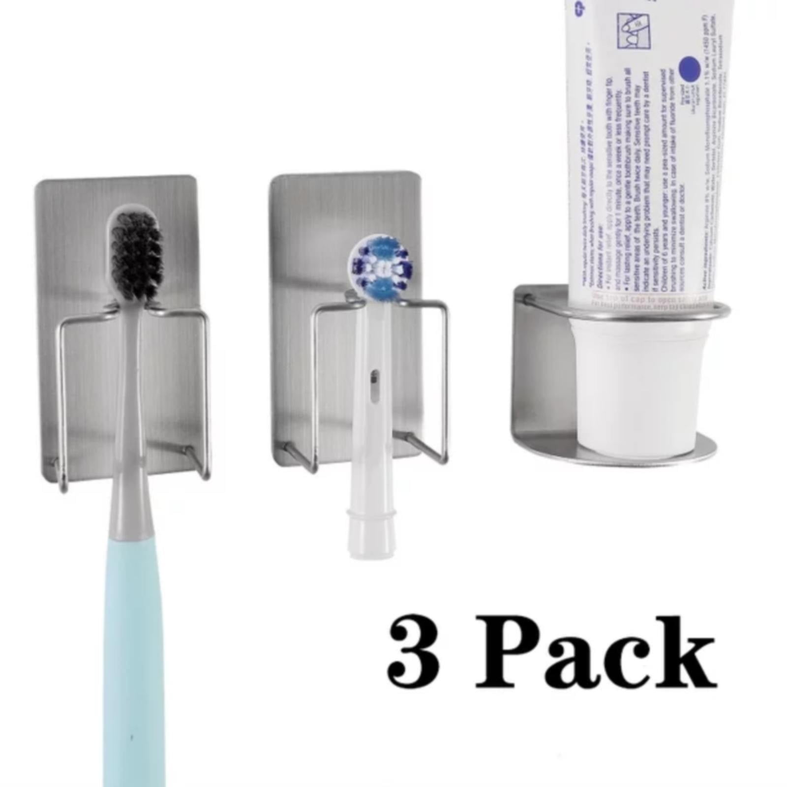 Toothbrush Holder X2+Toothpaste Holder X1 (With Adhesive) Electric ...