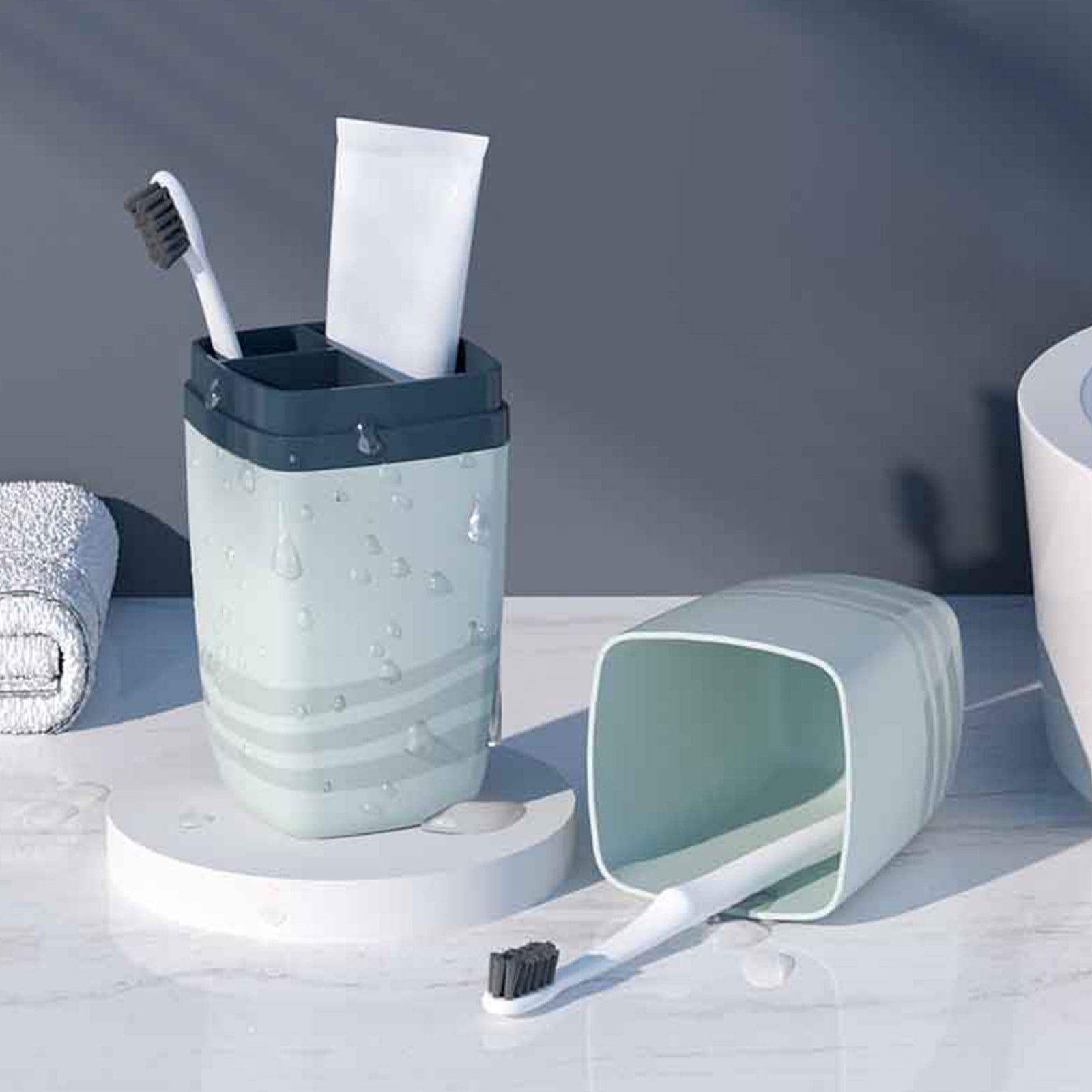 Toothbrush Holder with Drainer, Detachable Toothbrush Cup Organizer for ...