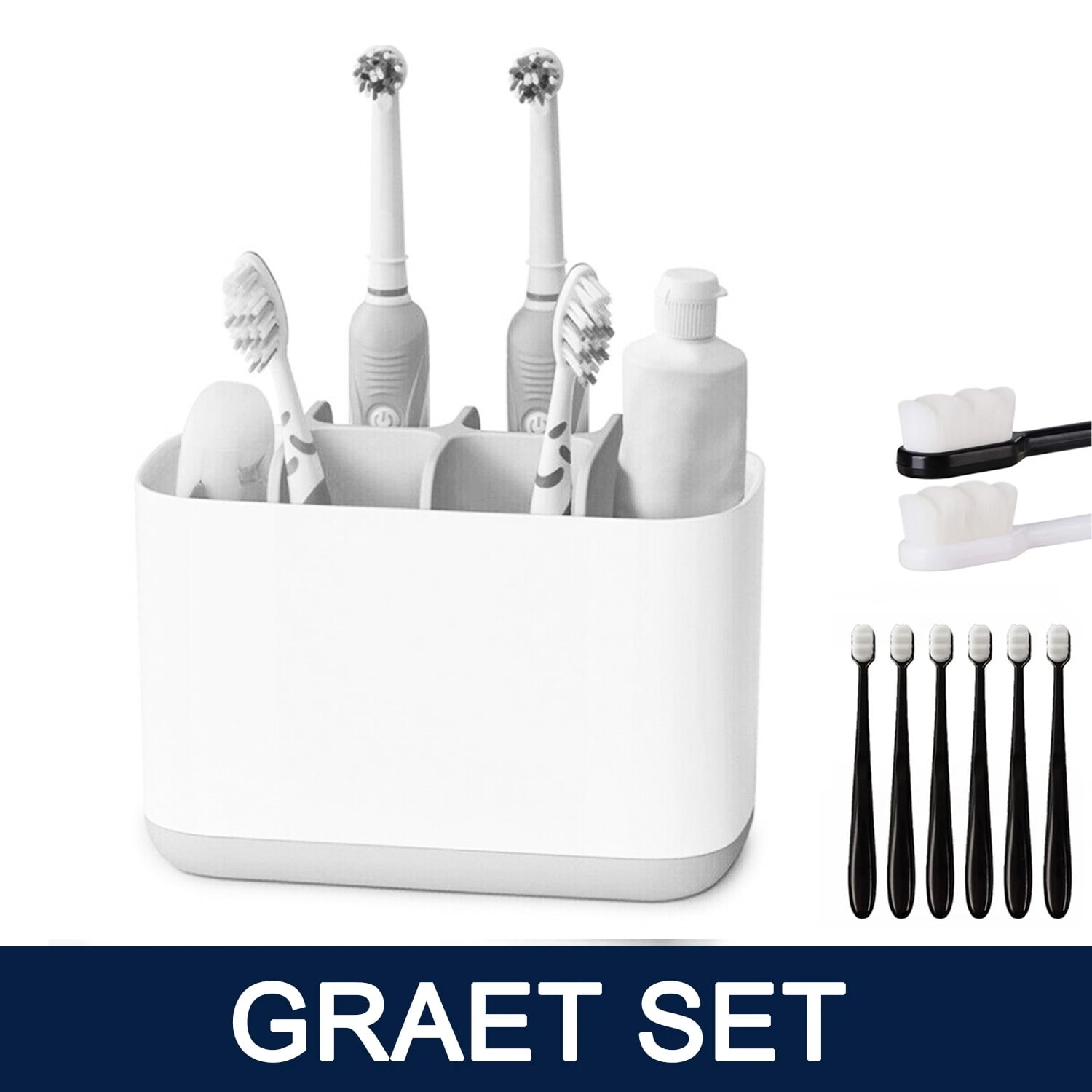 Toothbrush Holders with 6pcs Toothbrushes, Anti-Slip Plastic for Easy ...