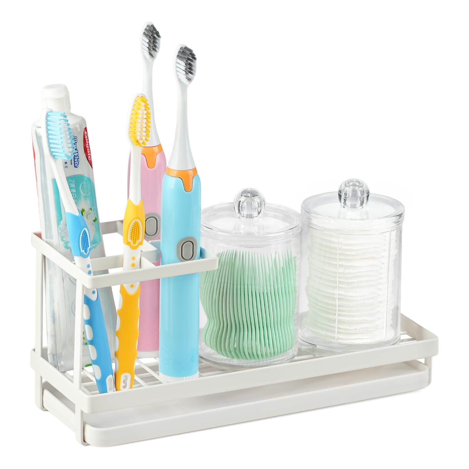 Toothbrush Holders for Bathroom with 2 Pack Qtip Holder Dispenser, 4 ...