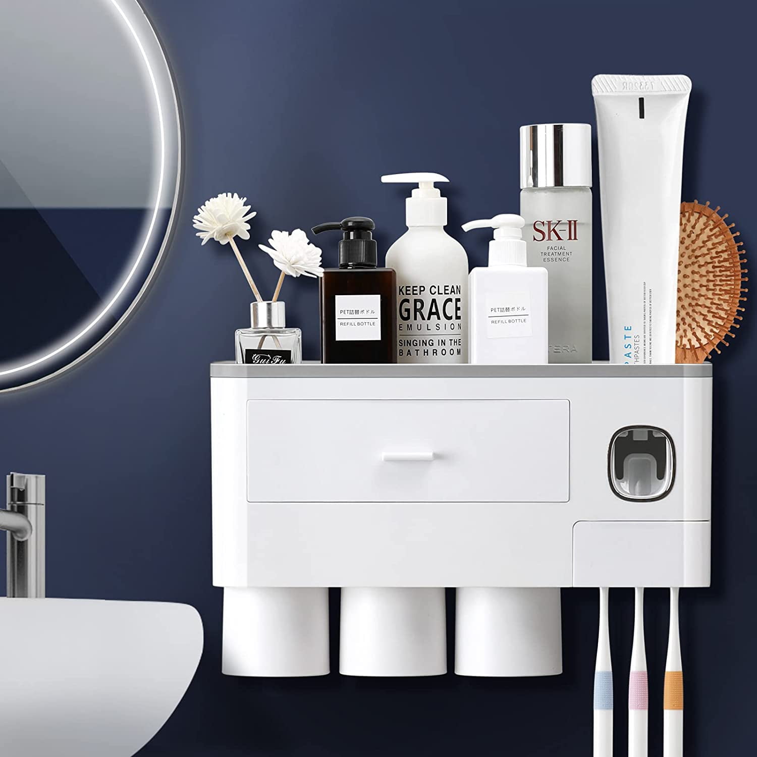 Toothbrush Holders Bathroom Storage,Large Capacity Tooth Brushing ...