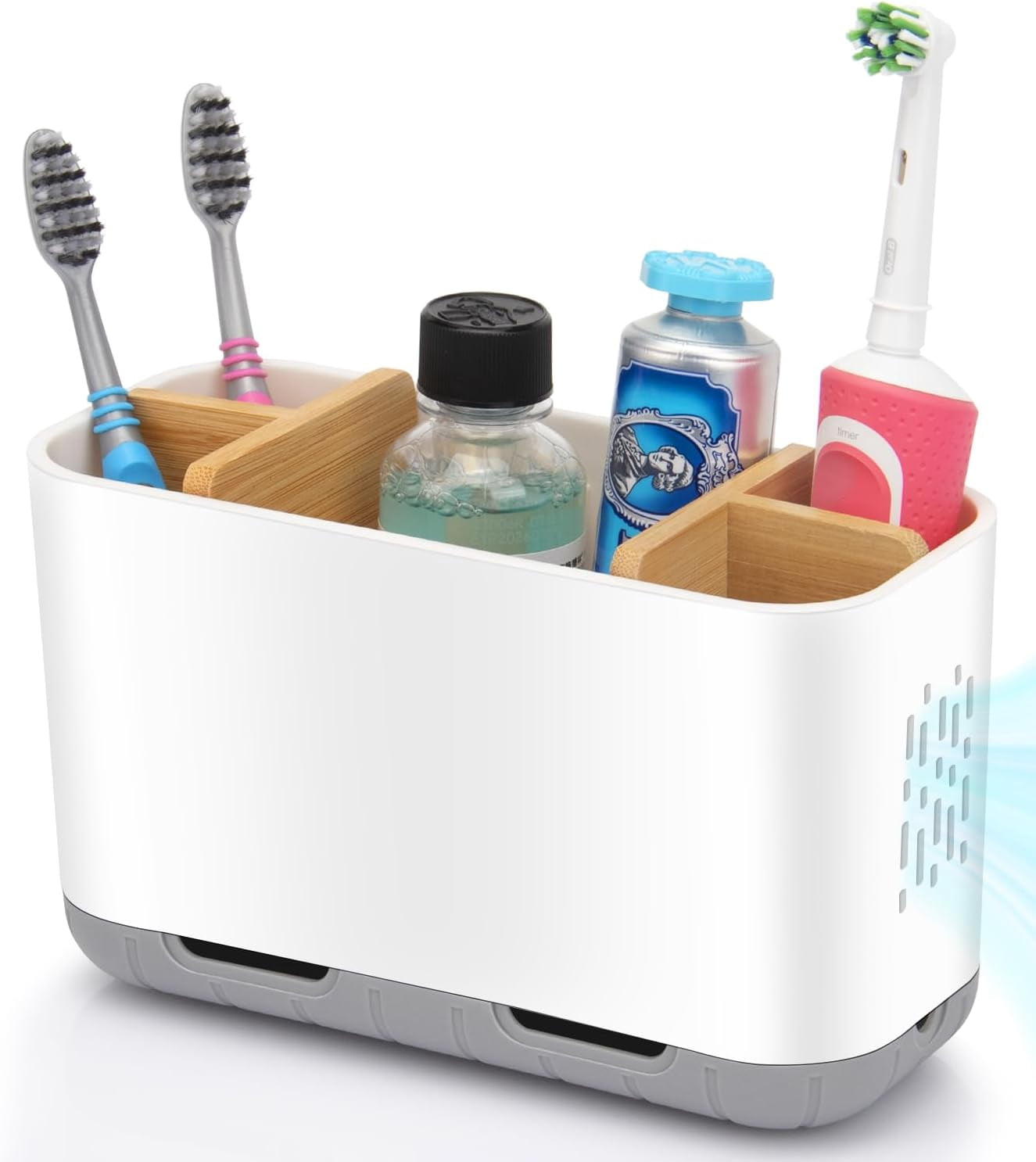 Toothbrush Holders for Bathrooms, 5 Slots Bamboo Toothbrush Holder Kids ...