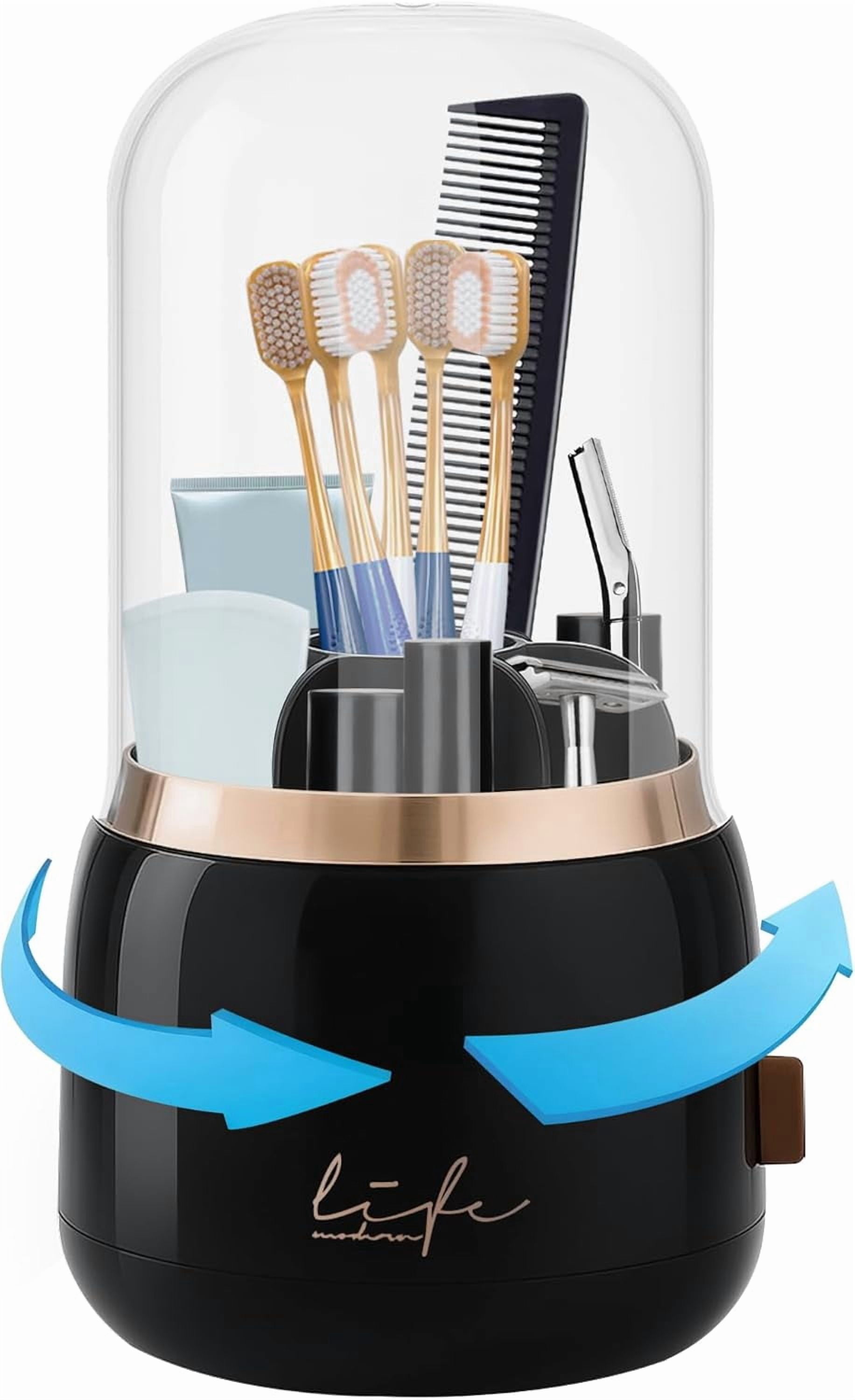 Toothbrush Holders with Cover for Bathrooms, 7-Slot Rotating Draining ...