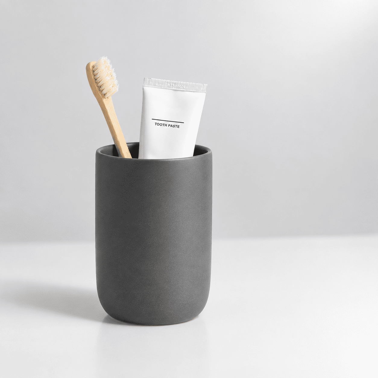 Toothbrush Holders For Bathrooms - 1 Cups Ceramic Grey Bathroom Tumbler ...