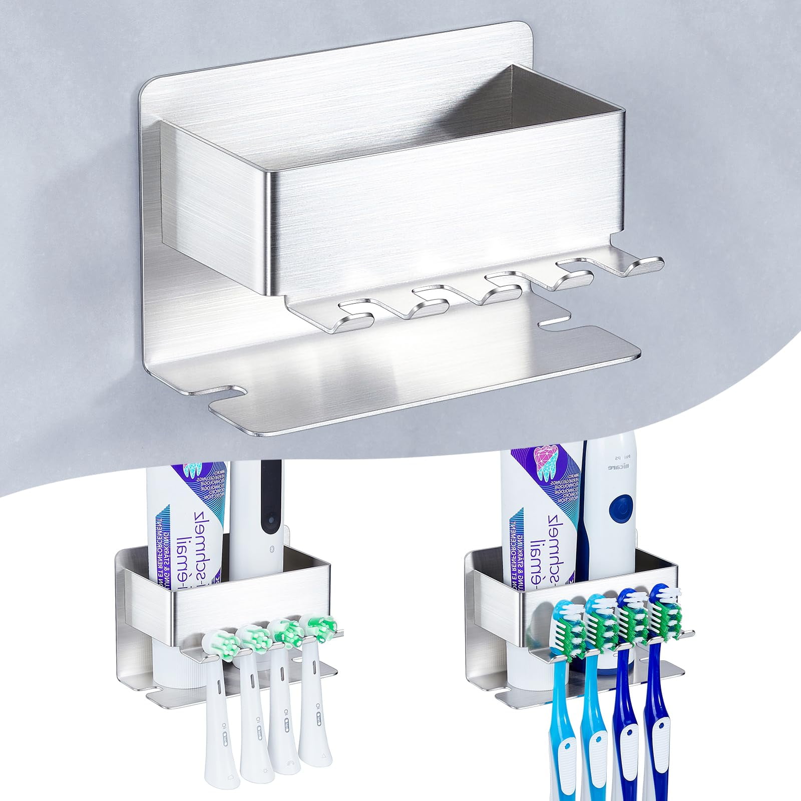 Toothbrush Holders - Wall Mounted Electric Toothbrush Holder, Stainless ...