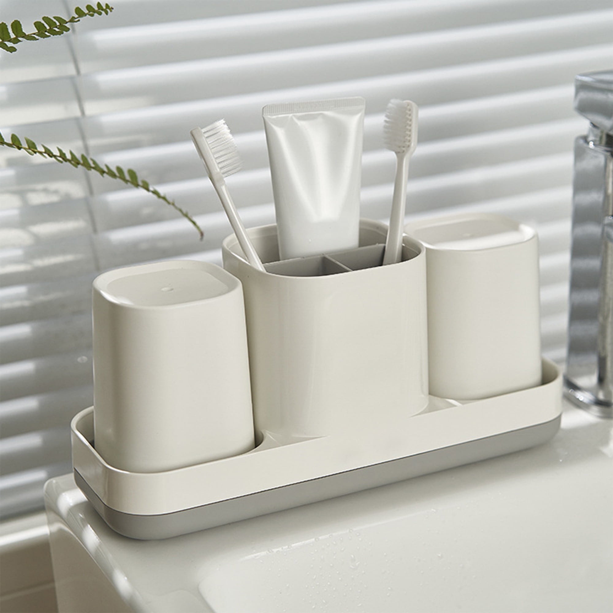Toothbrush Holders for Bathrooms 2 Cups Toothbrush Holder with ...
