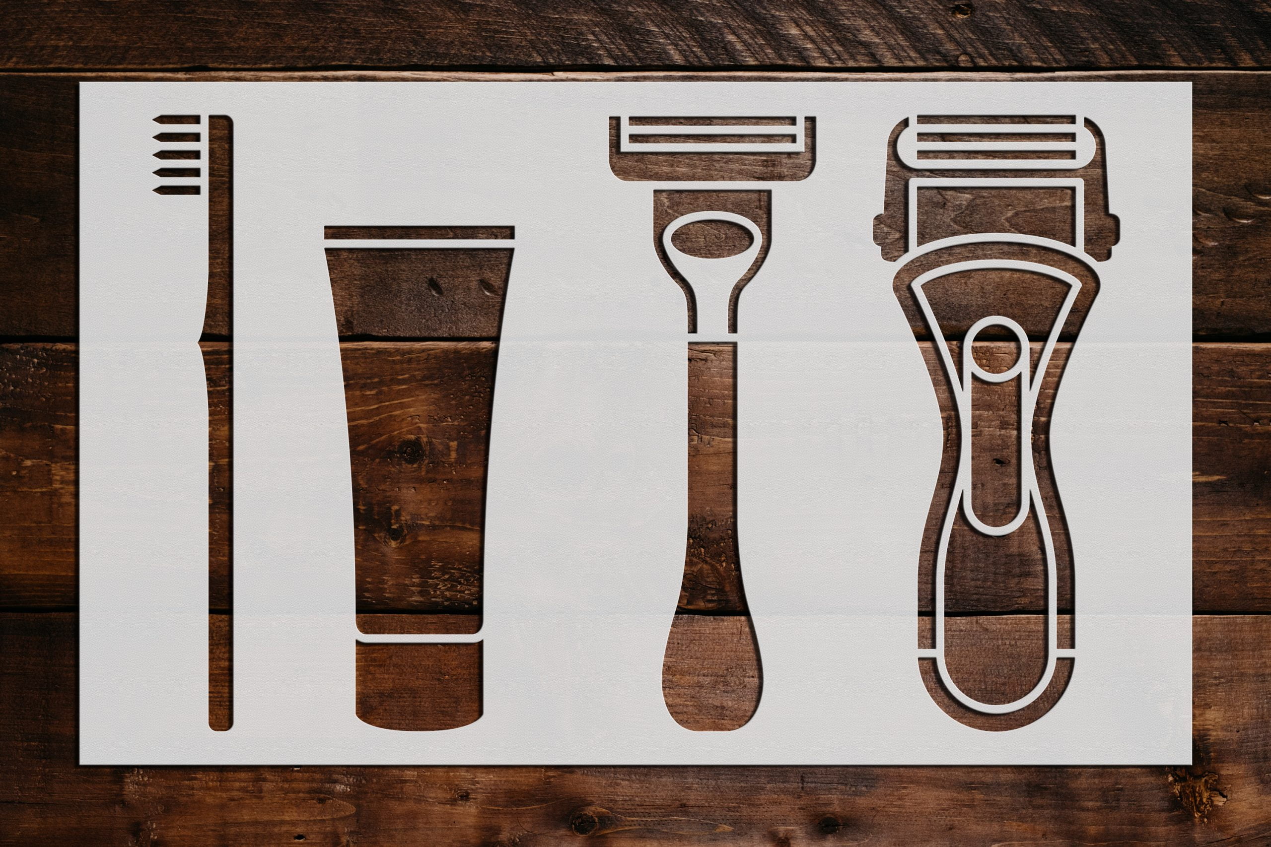 Toothbrush, Lotion, and Razors Stencil - Art and Wall Stencil (24"x36 ...