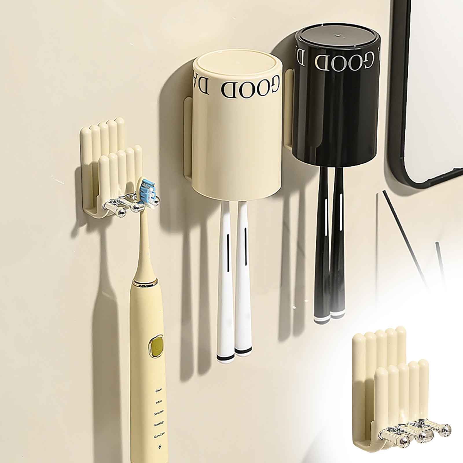 Toothbrush Storage Rack Cream Wall Mount | No-Drill Installation ...