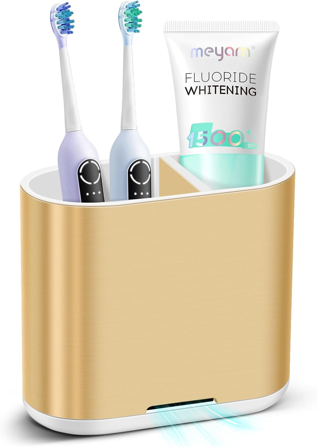 Toothbrush and Toothpaste Holder with Bamboo Divider for Bathroom ...