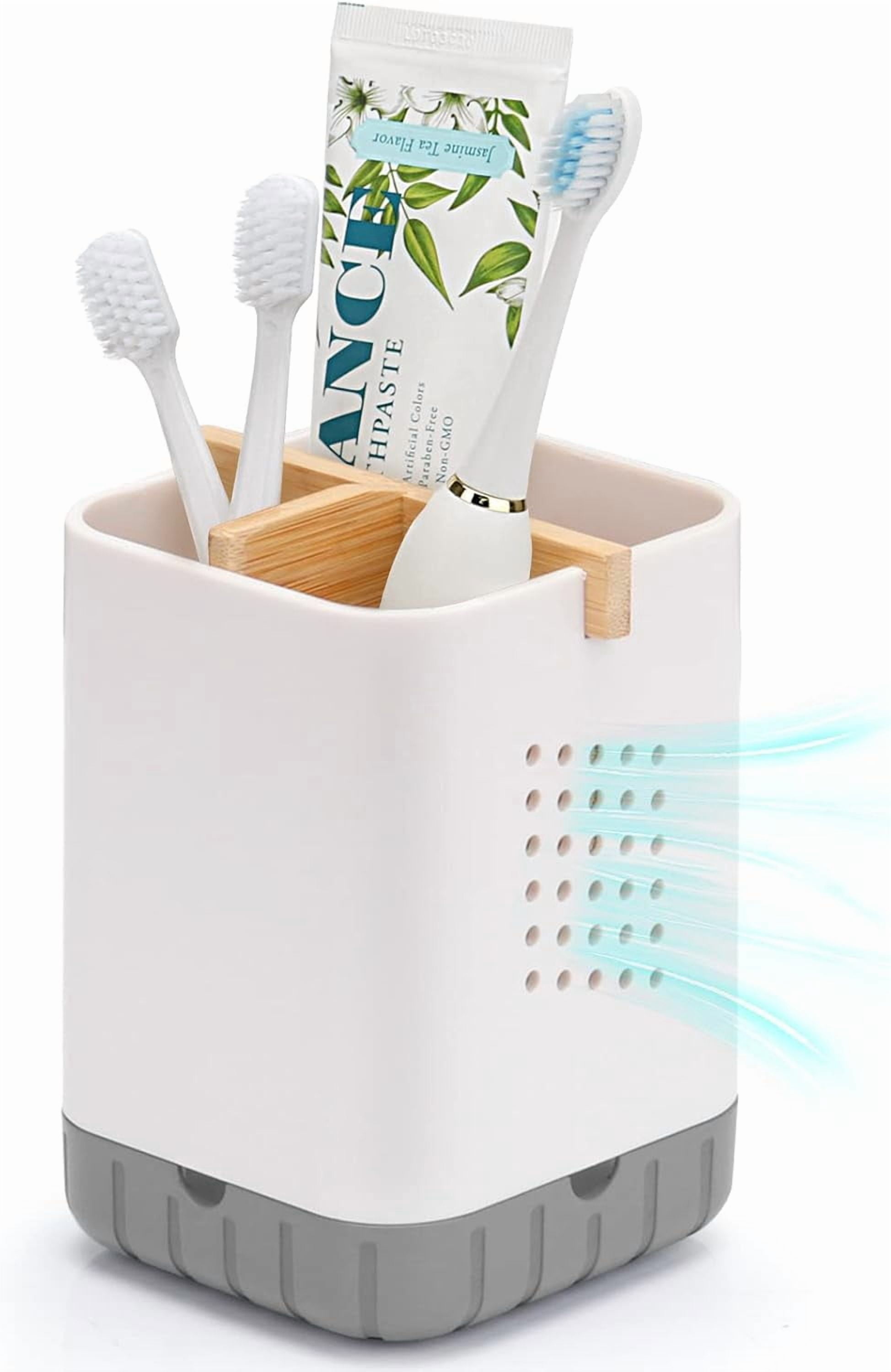 Toothbrush and Toothpaste Holder with Bamboo Divider for Bathroom ...