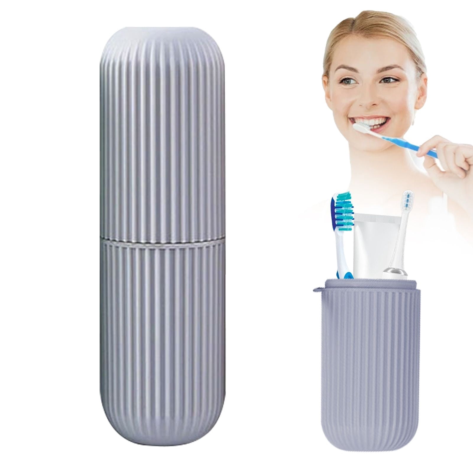 Toothbrush Travel Case Holder Cup Container 2 in 1 Large Capacity Use ...