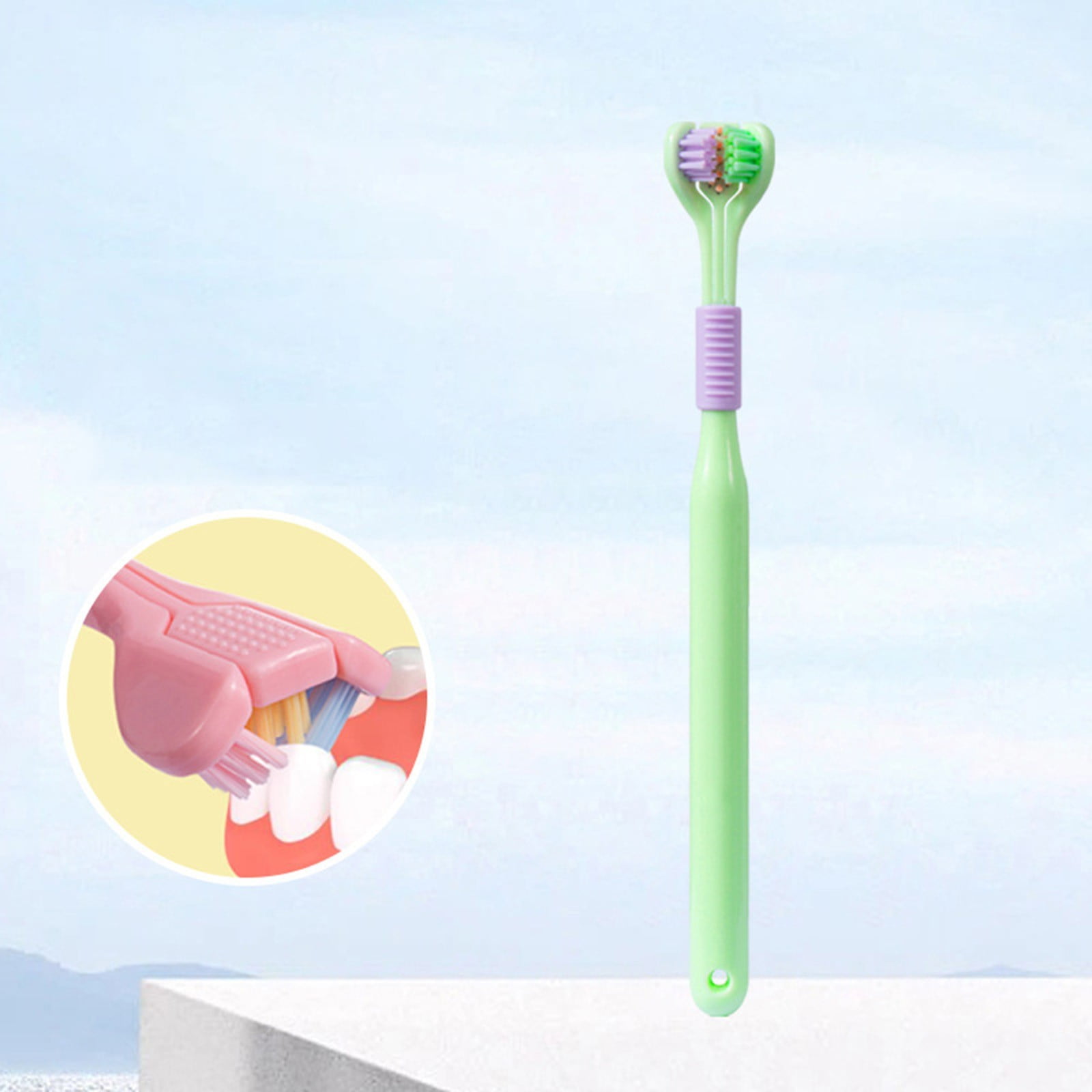Toothbrush Three-Sided Toothbrush Three-Headed Tooth Protection Adult ...