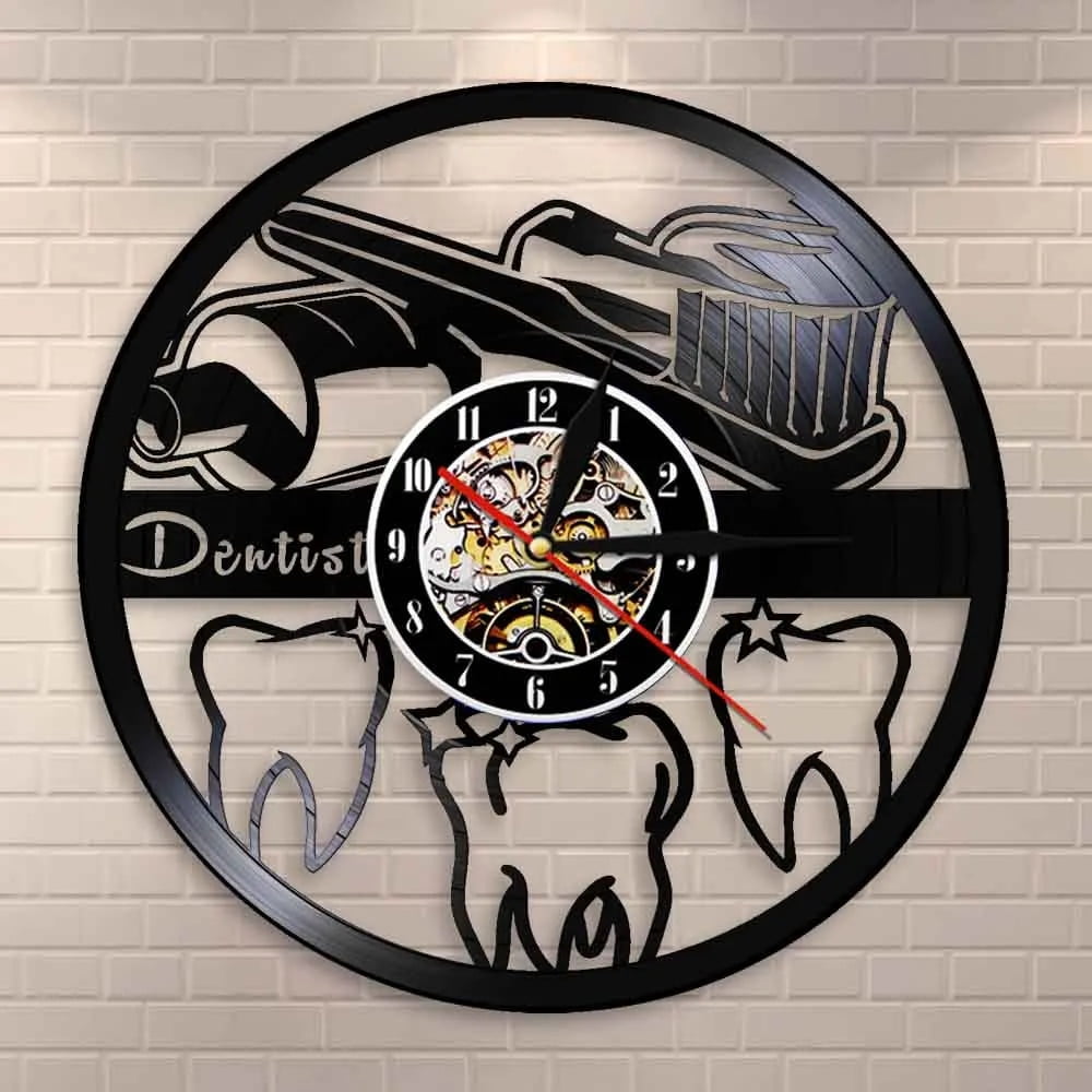 Toothbrush and Toothpaste Oral Hygiene Vinyl Wall Clock,Vinyl Record ...