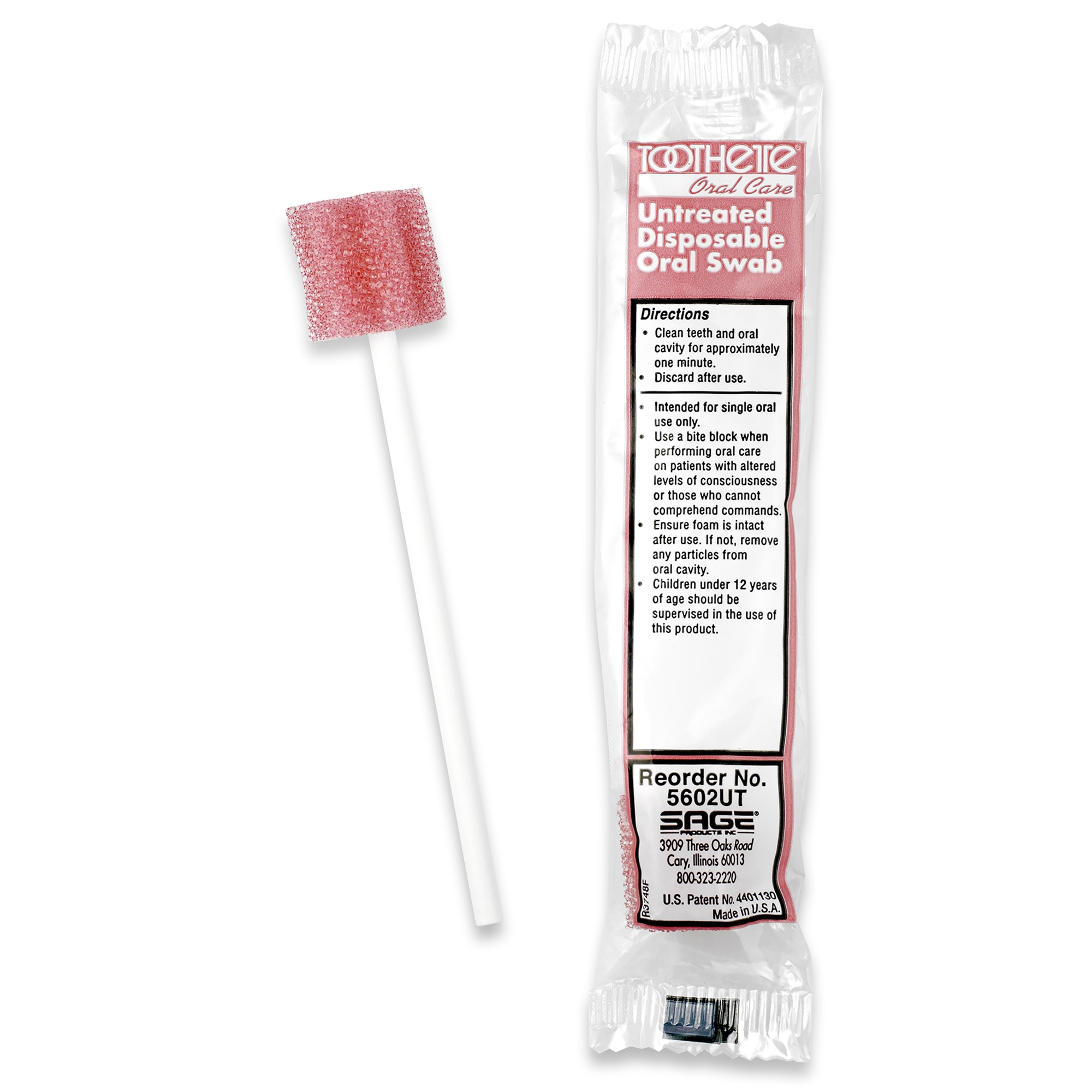 Toothette 5-1/3 Inch Length Oral Swab with Pink Foam Tip 5602UT, 250 Ct ...