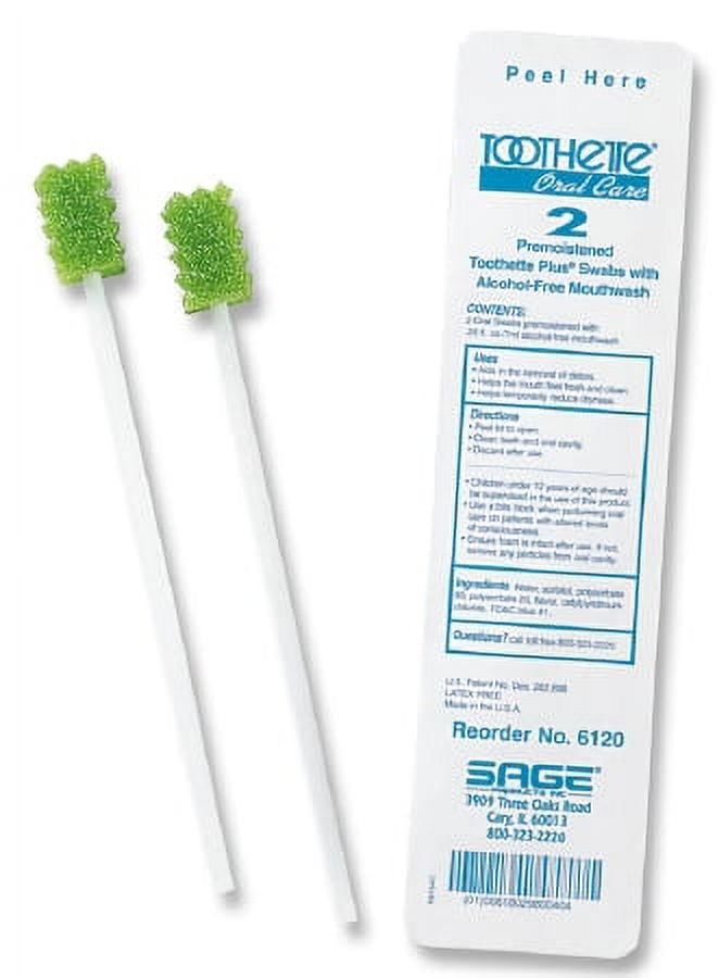 Toothette Plus Swab with Alcohol-free Mouthwash Foam Tip, Untreated ...