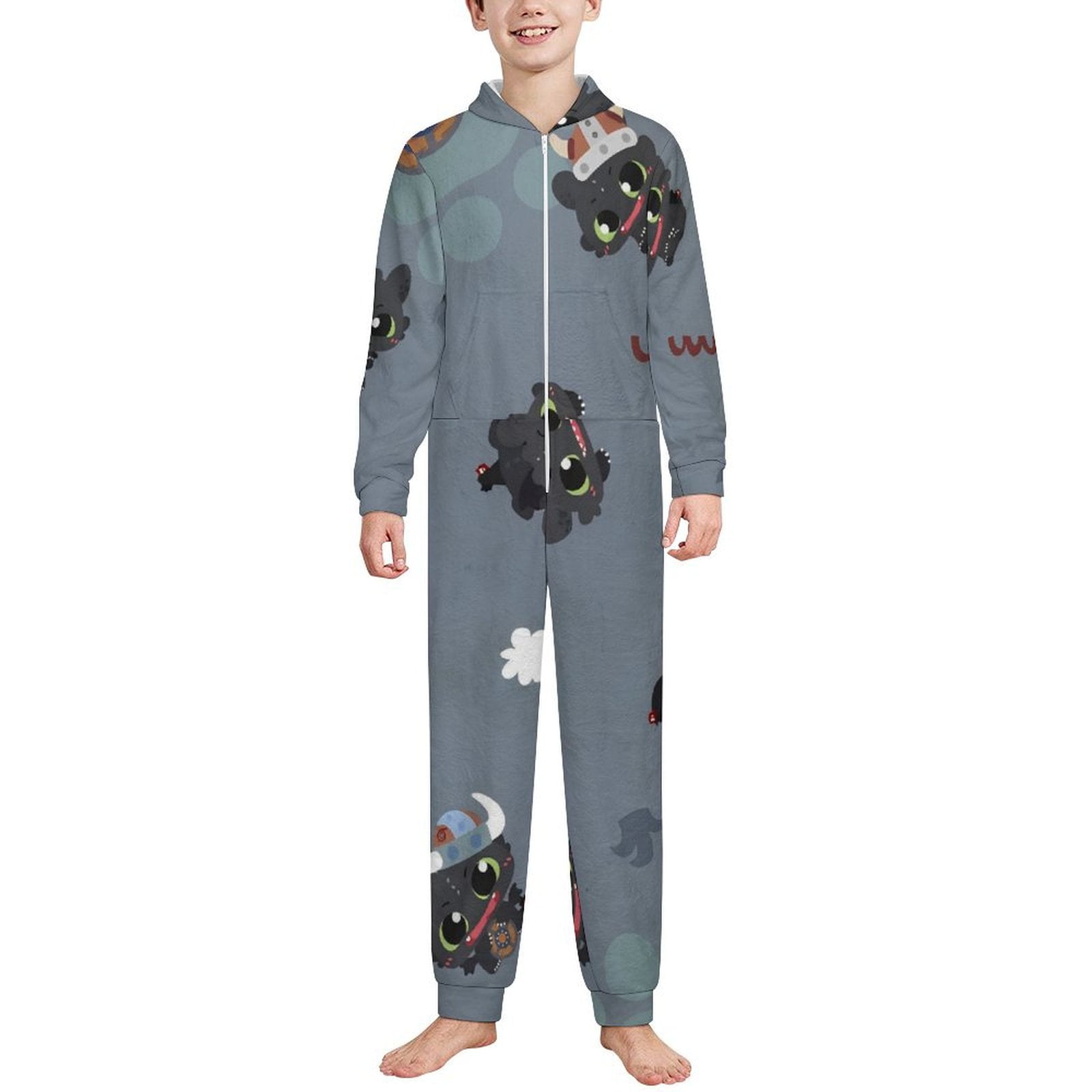 Toothless Children's hooded one-piece zip-up pajamas 12-13Y - Walmart.com