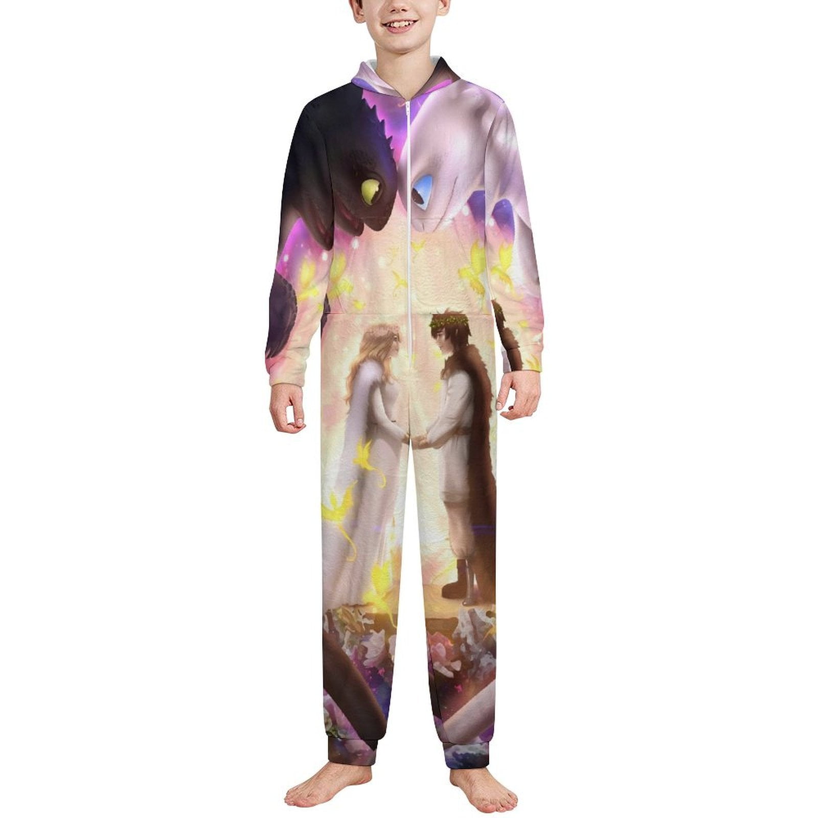 Toothless Children's hooded one-piece zip-up pajamas 4-5Y - Walmart.com