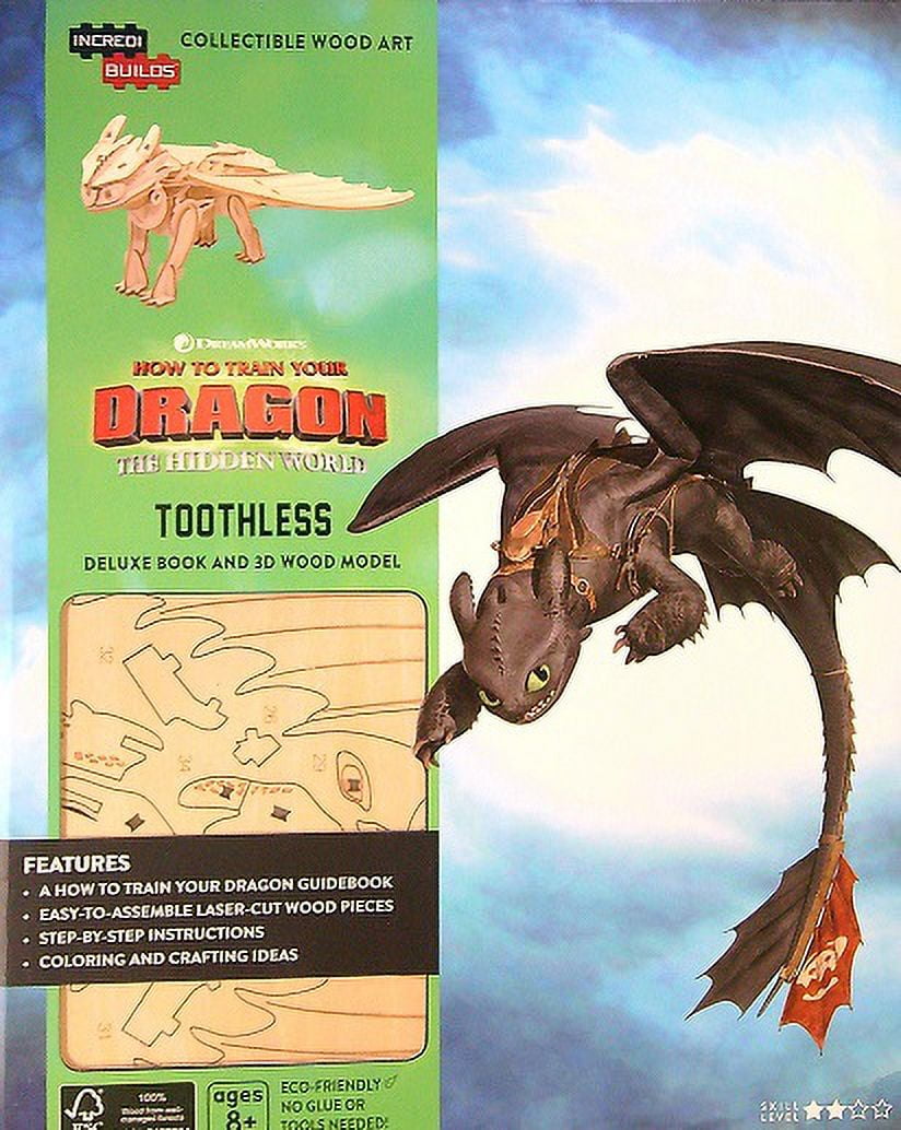 Toothless Deluxe Book and 3D Wood Model (IncrediBuilds, How to Train ...