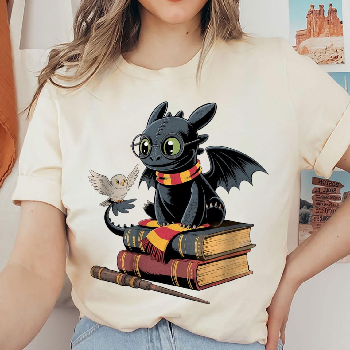 A Toothless Dragon On Old Book Bookworm Shirt, Toothless Light Fury ...
