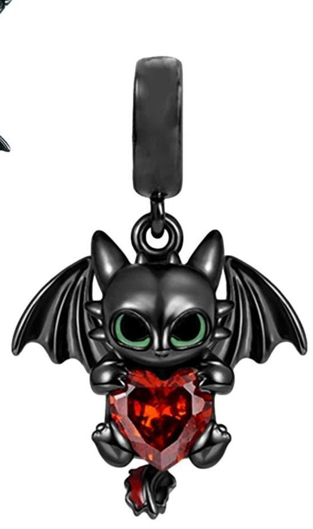 Toothless Dragon With Red Stone Charm .5 Inch Tall Pendant Necklace ...