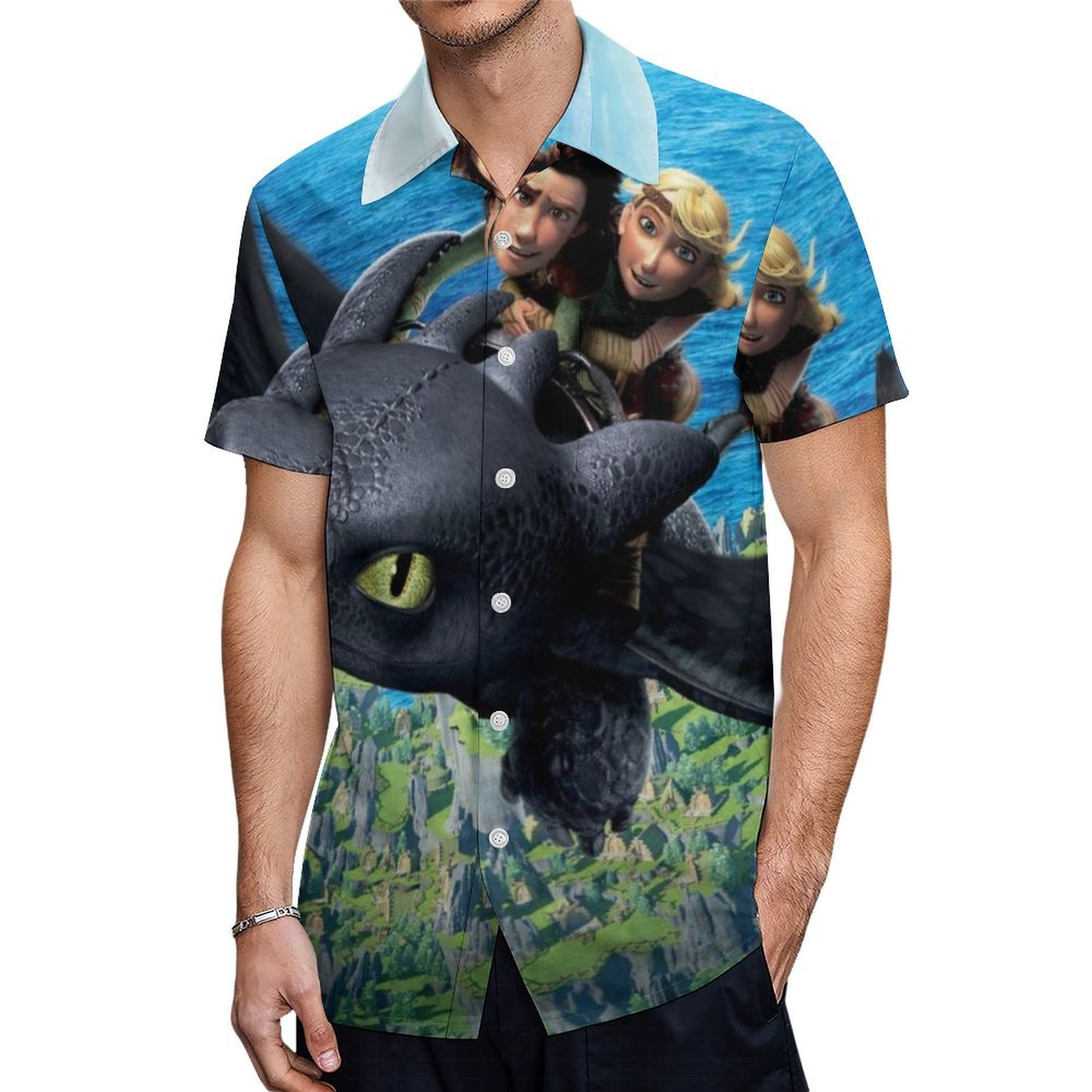 Toothless How to Train Your Dragon Men's Casual Button-Down Shirts ...