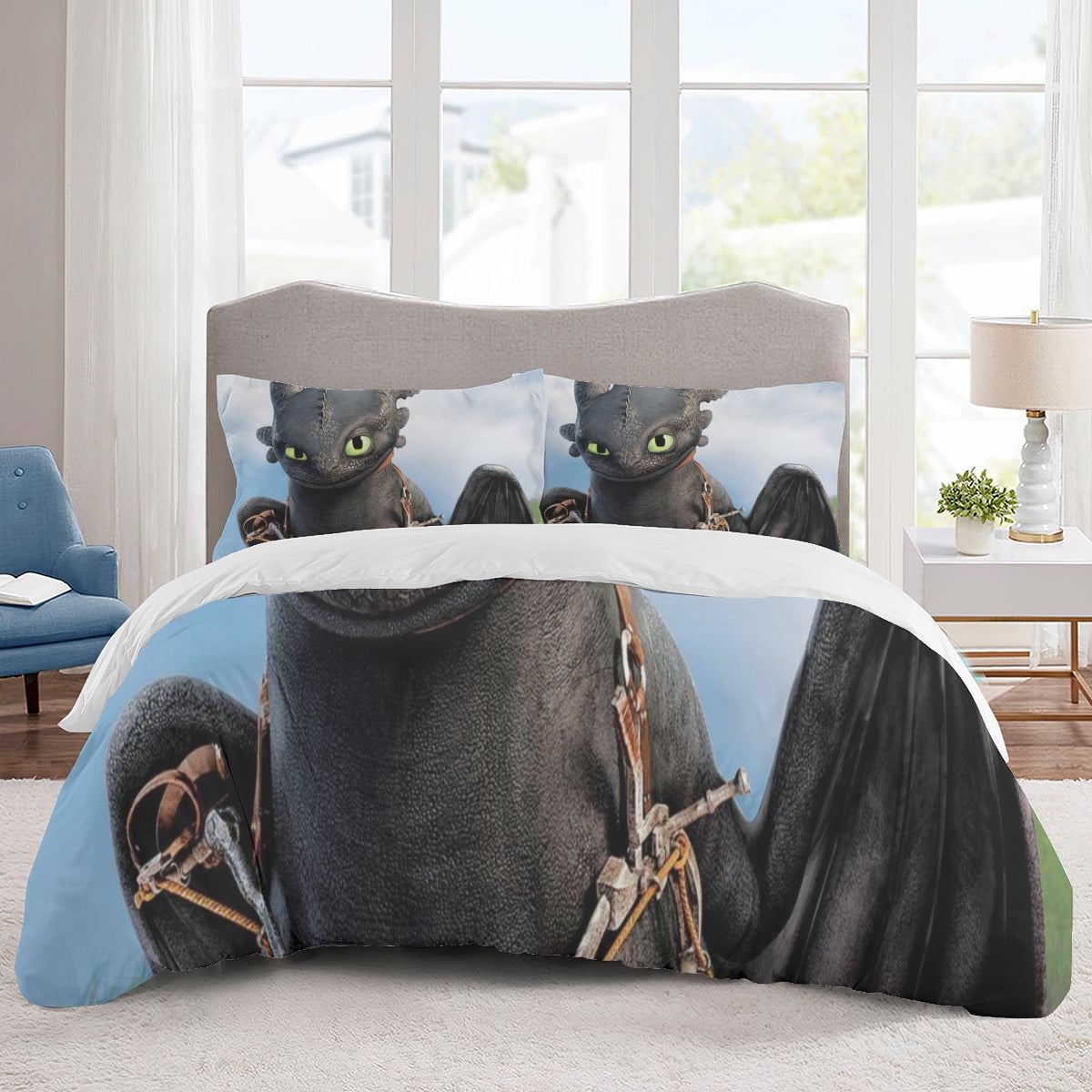 Toothless Kids Bedding Set Super Soft 1 Duvet Cover with 2 Pillowcase 3 ...