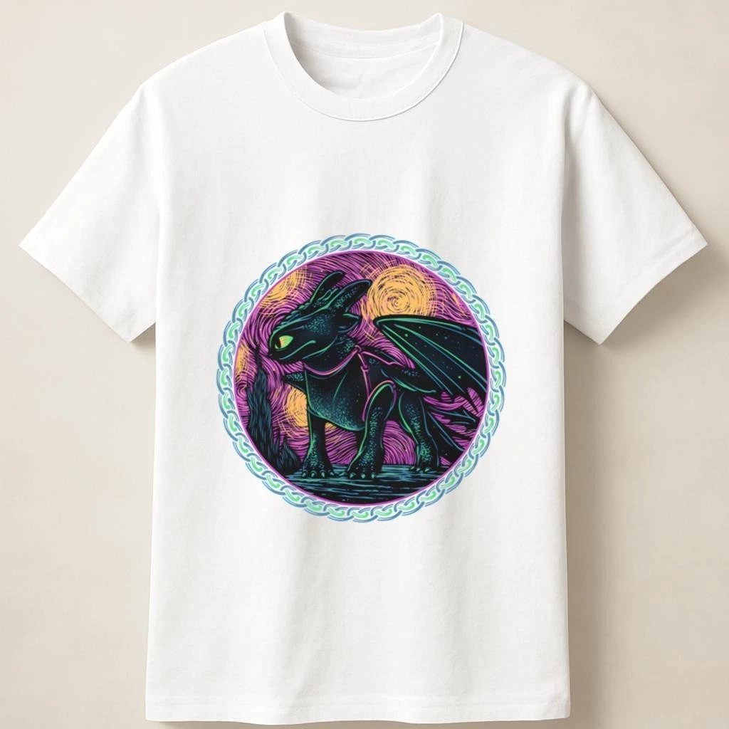 Toothless Night Fury Neon Dragon Scene Unisex T Shirt - Walmart.com
