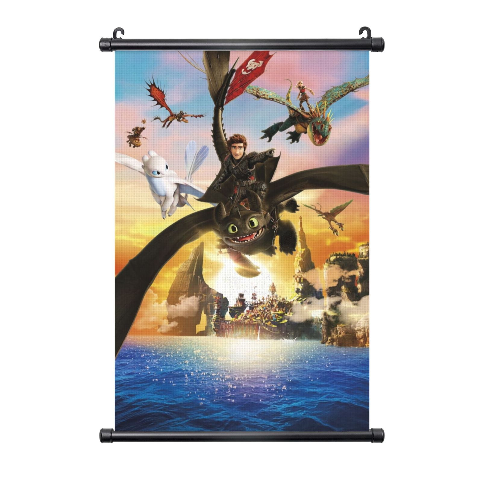 Toothless Poster Aesthetic Canvas PVC Shaft Wall Art Hanging Hanger ...