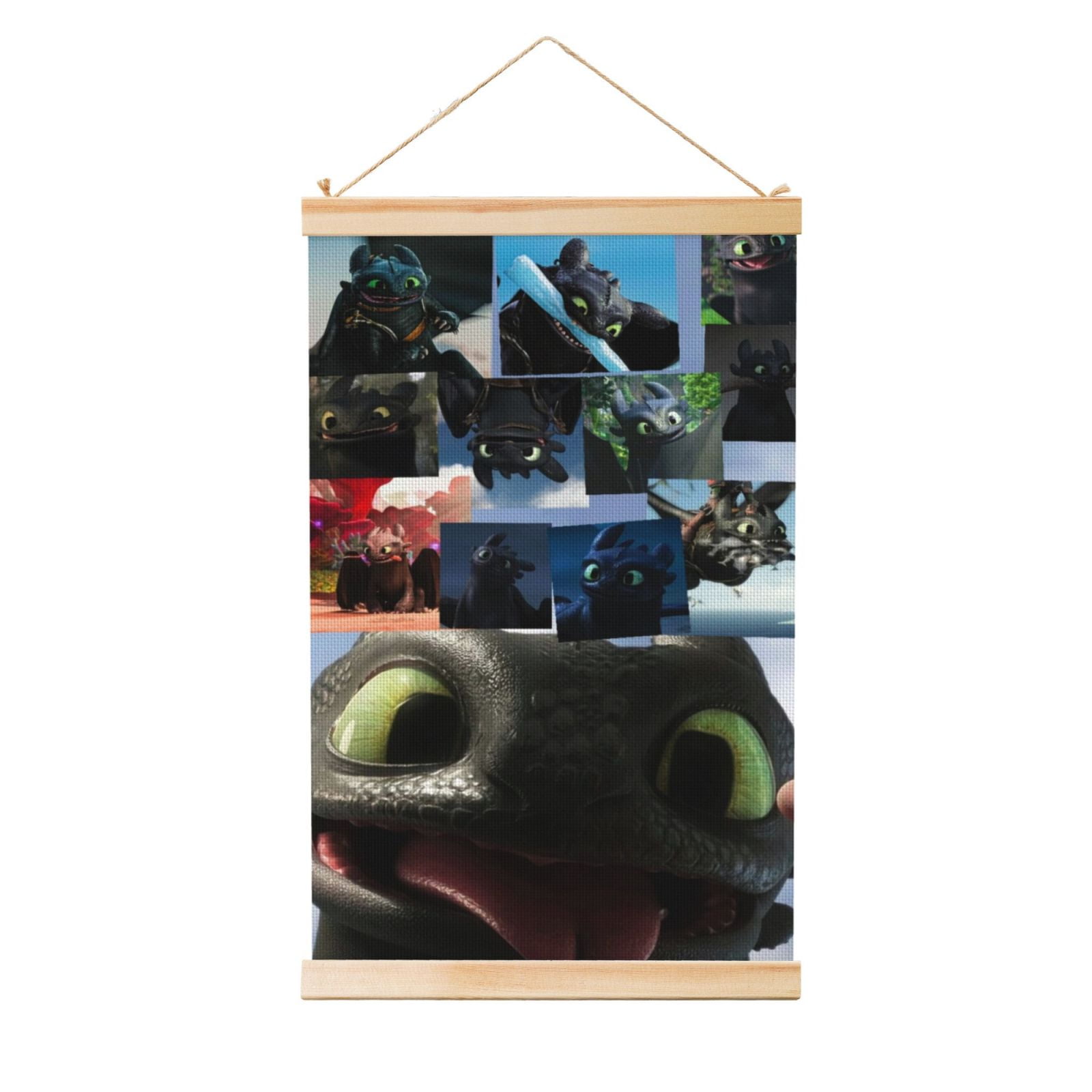 Toothless Poster Aesthetic Canvas Wooden Shaft Wall Art Hanging Hanger ...