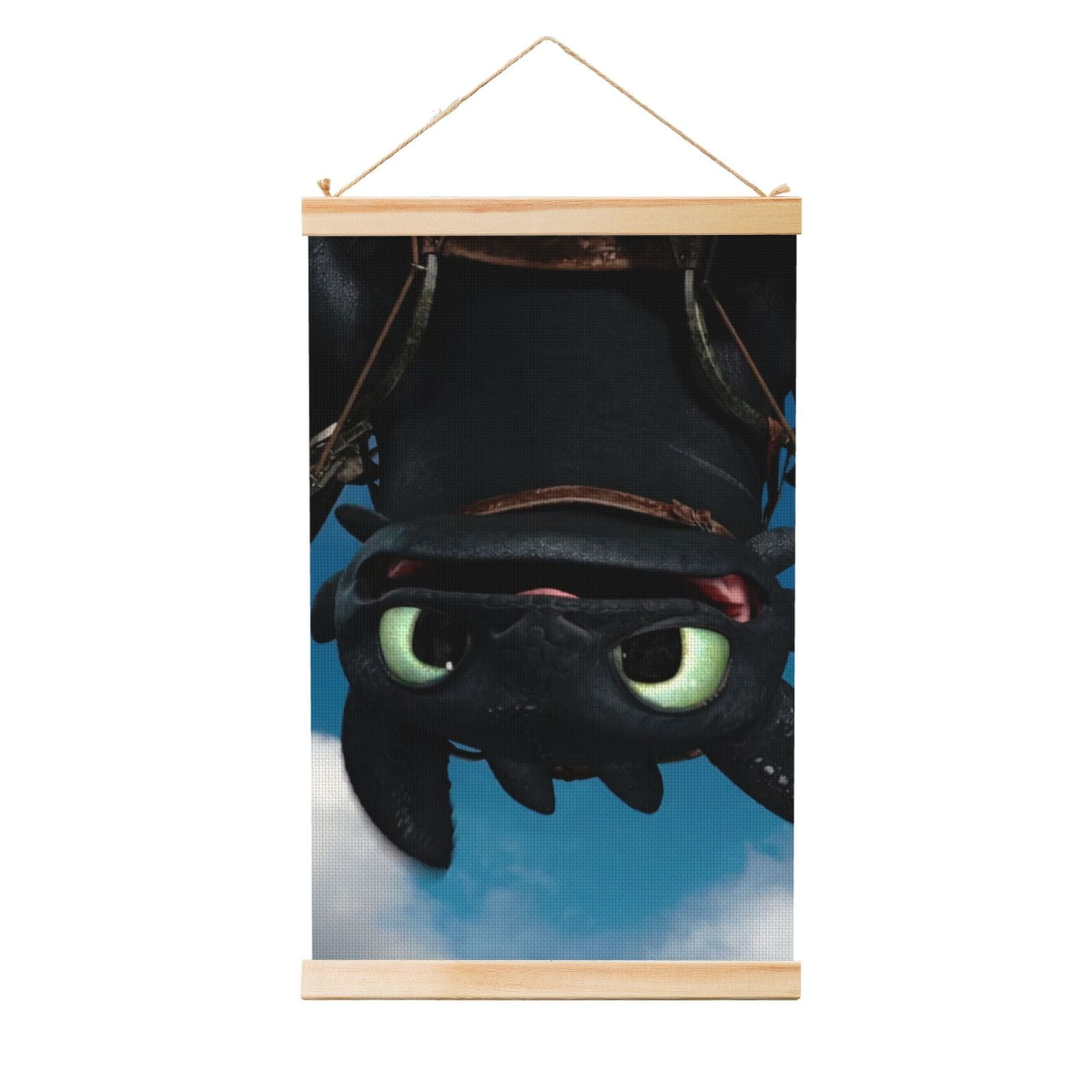 Toothless Poster Aesthetic Canvas Wooden Shaft Wall Art Hanging Hanger ...