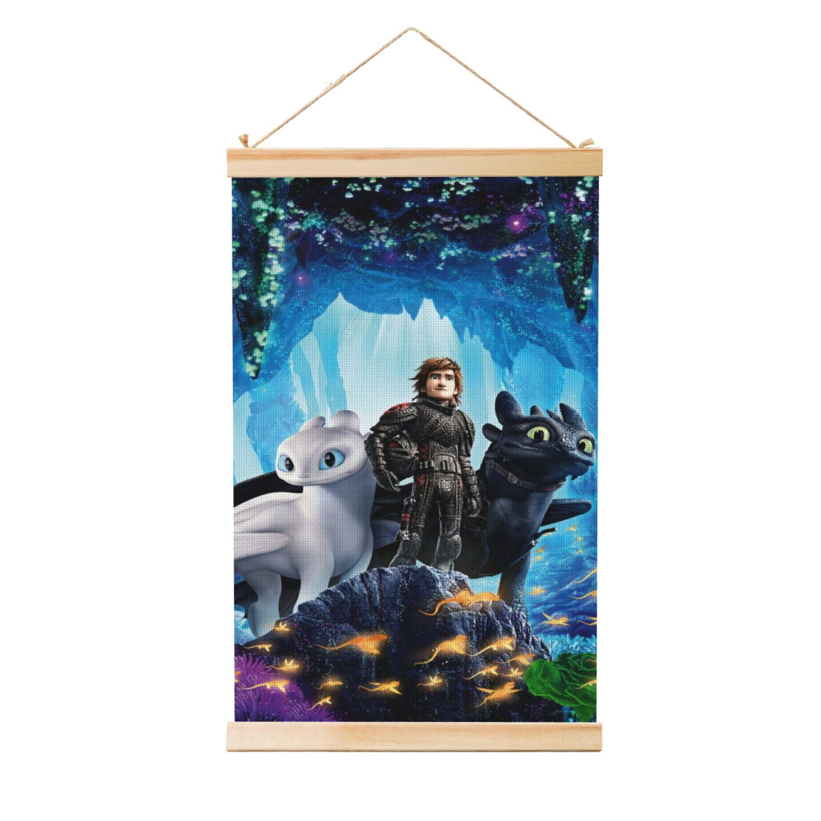 Toothless Poster Aesthetic Canvas Wooden Shaft Wall Art Hanging Hanger ...