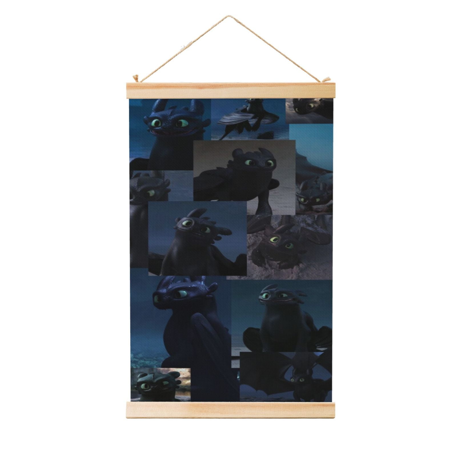Toothless Poster Aesthetic Canvas Wooden Shaft Wall Art Hanging Hanger ...