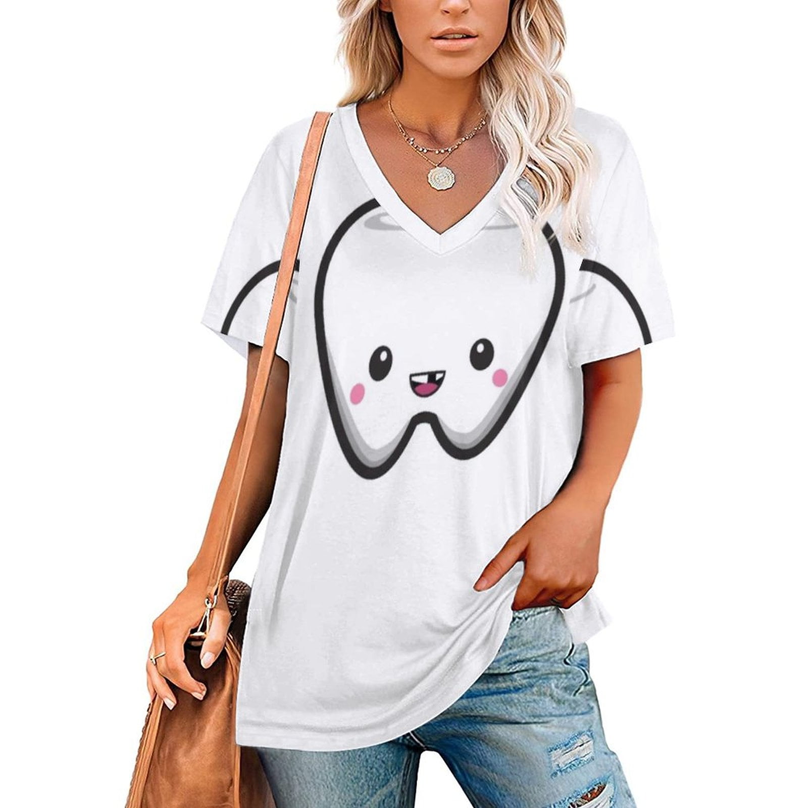 Toothless Tooth New Fashion Zip Off Shoulder Top Short-Sleeve Women ...