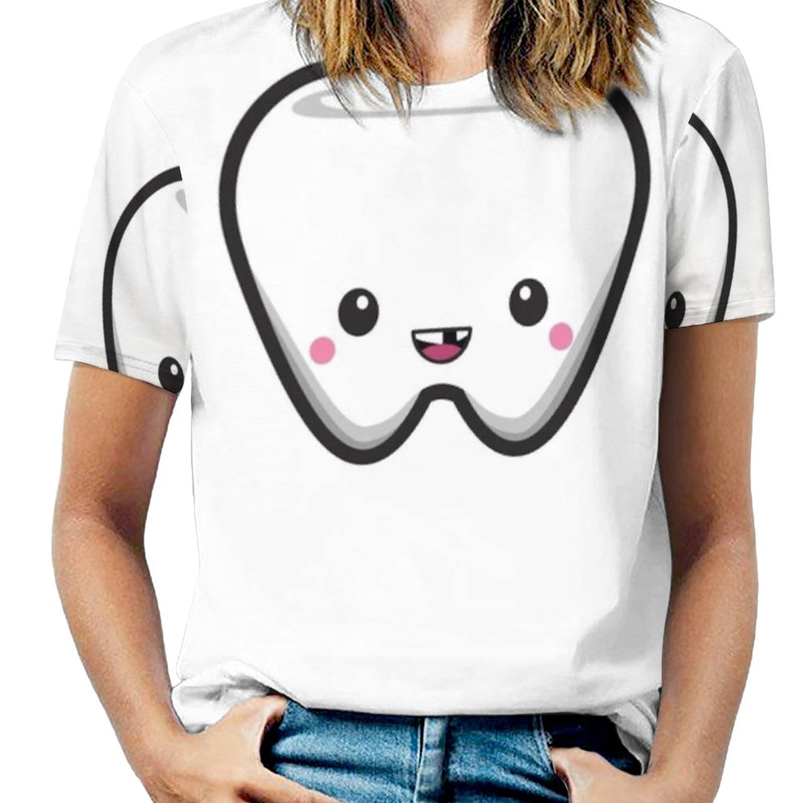 Toothless Tooth New Fashion Zip Off Shoulder Top Short-Sleeve Women ...