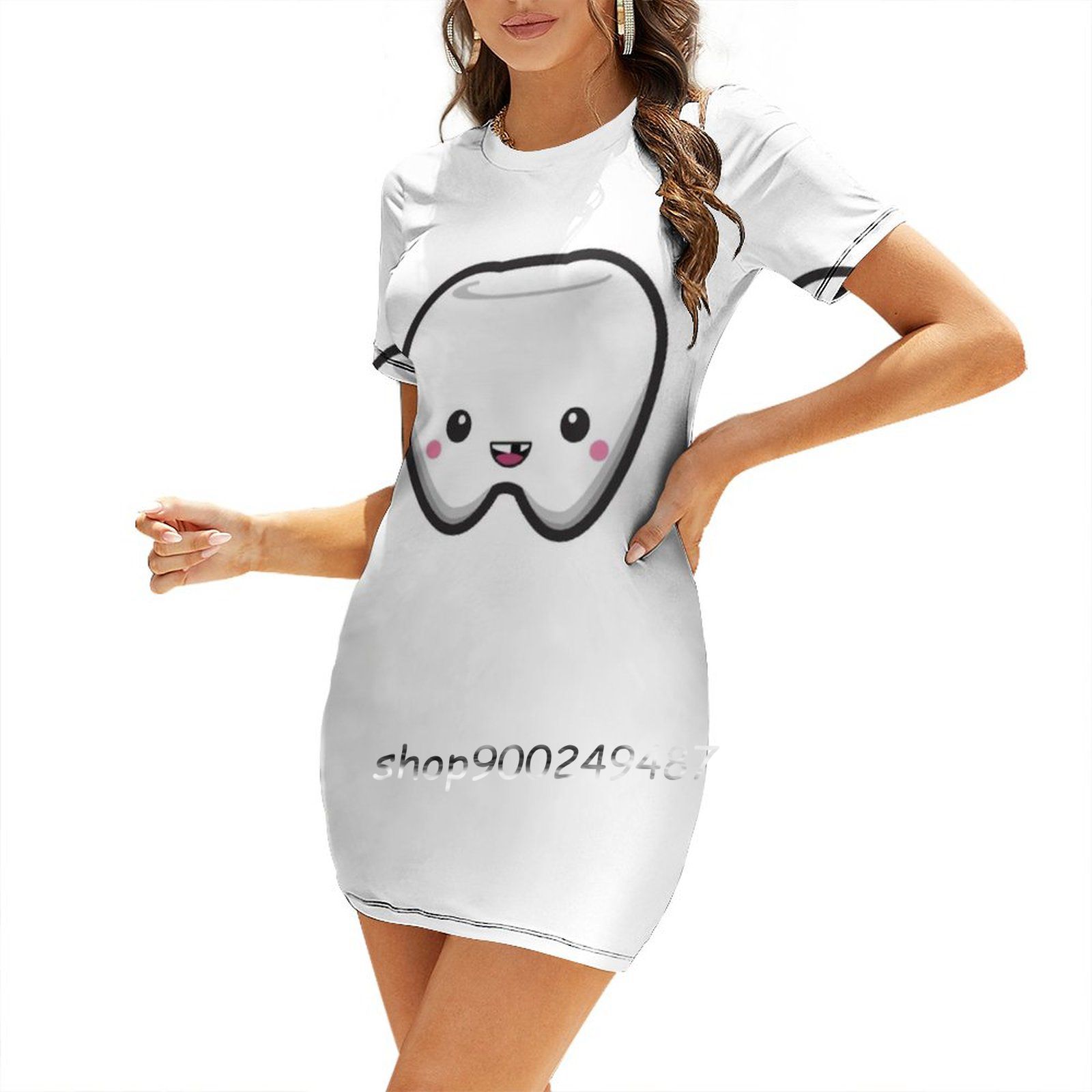 Toothless Tooth Square Neck Dress Sweet Summer Dress Women Elegant ...