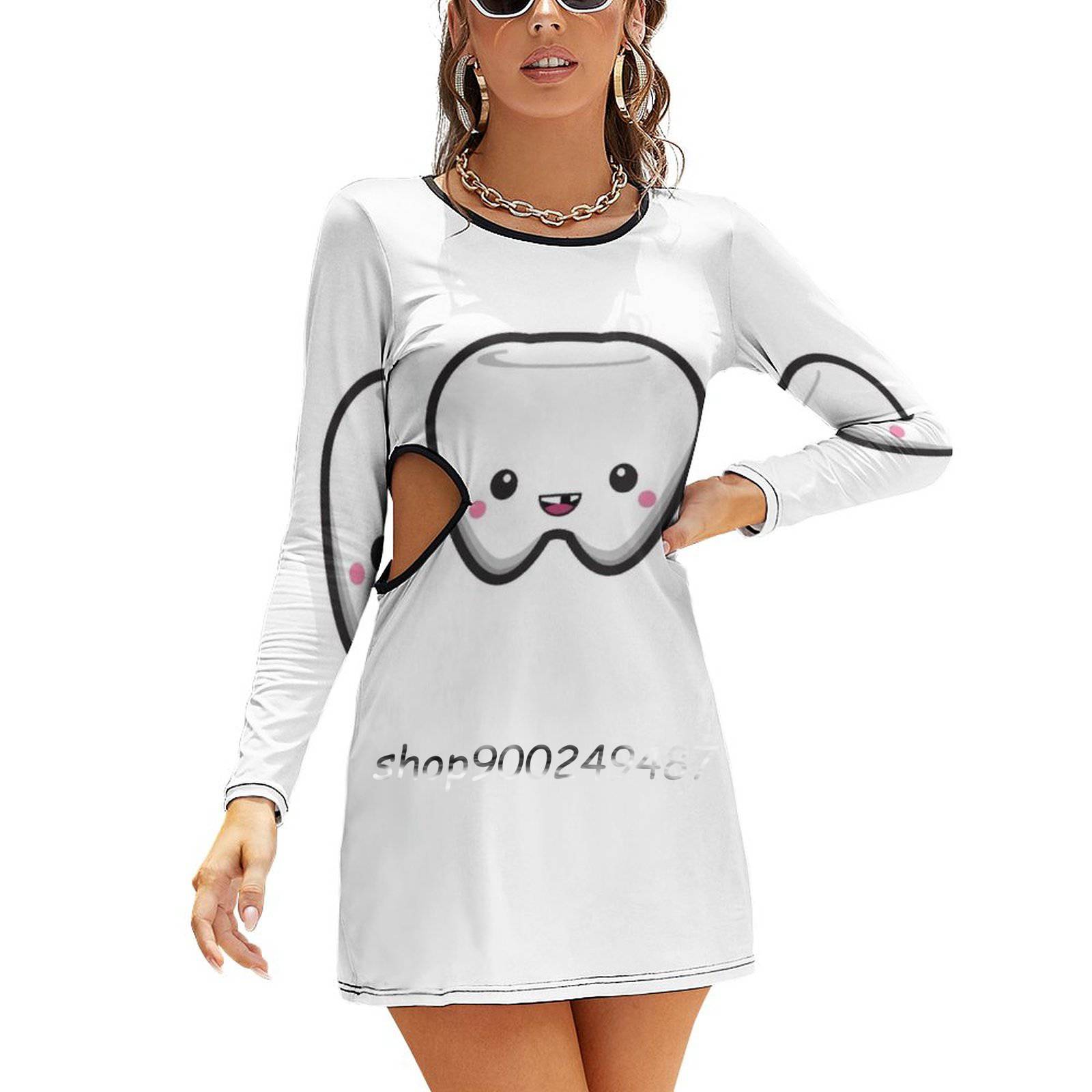 Toothless Tooth Square Neck Dress Sweet Summer Dress Women Elegant ...