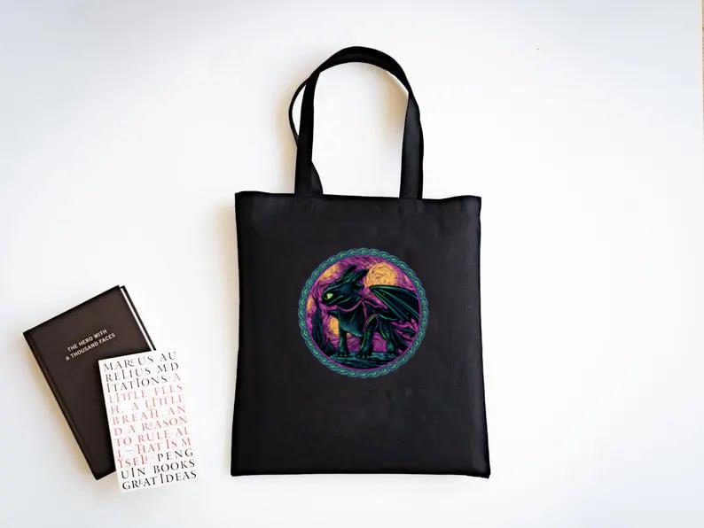 Toothless Tote Bag Fantasy Night Fury Movie Dragon Fan Graphic ...